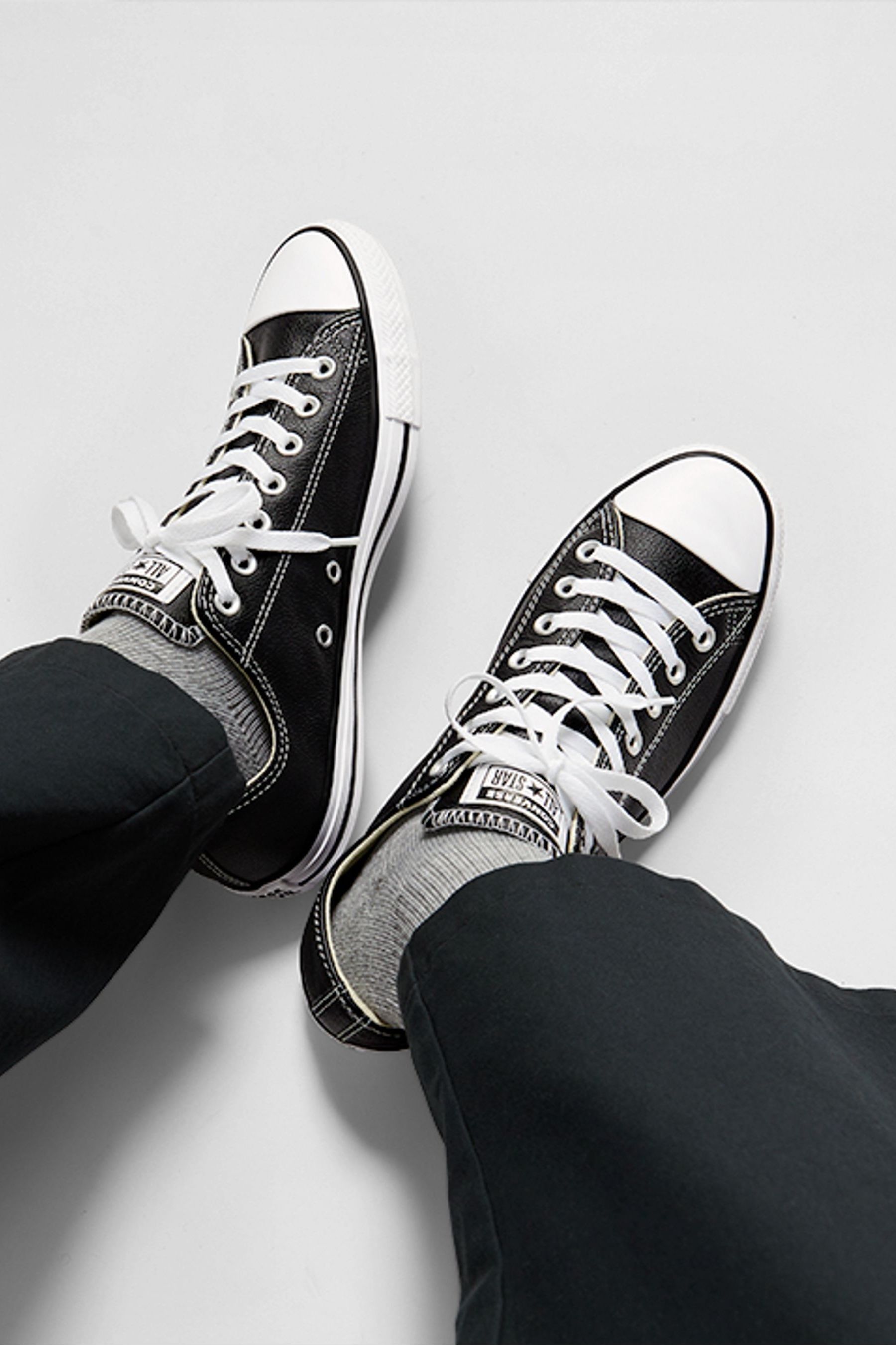 Buy Converse Black Leather Ox Trainers from the Next UK online shop