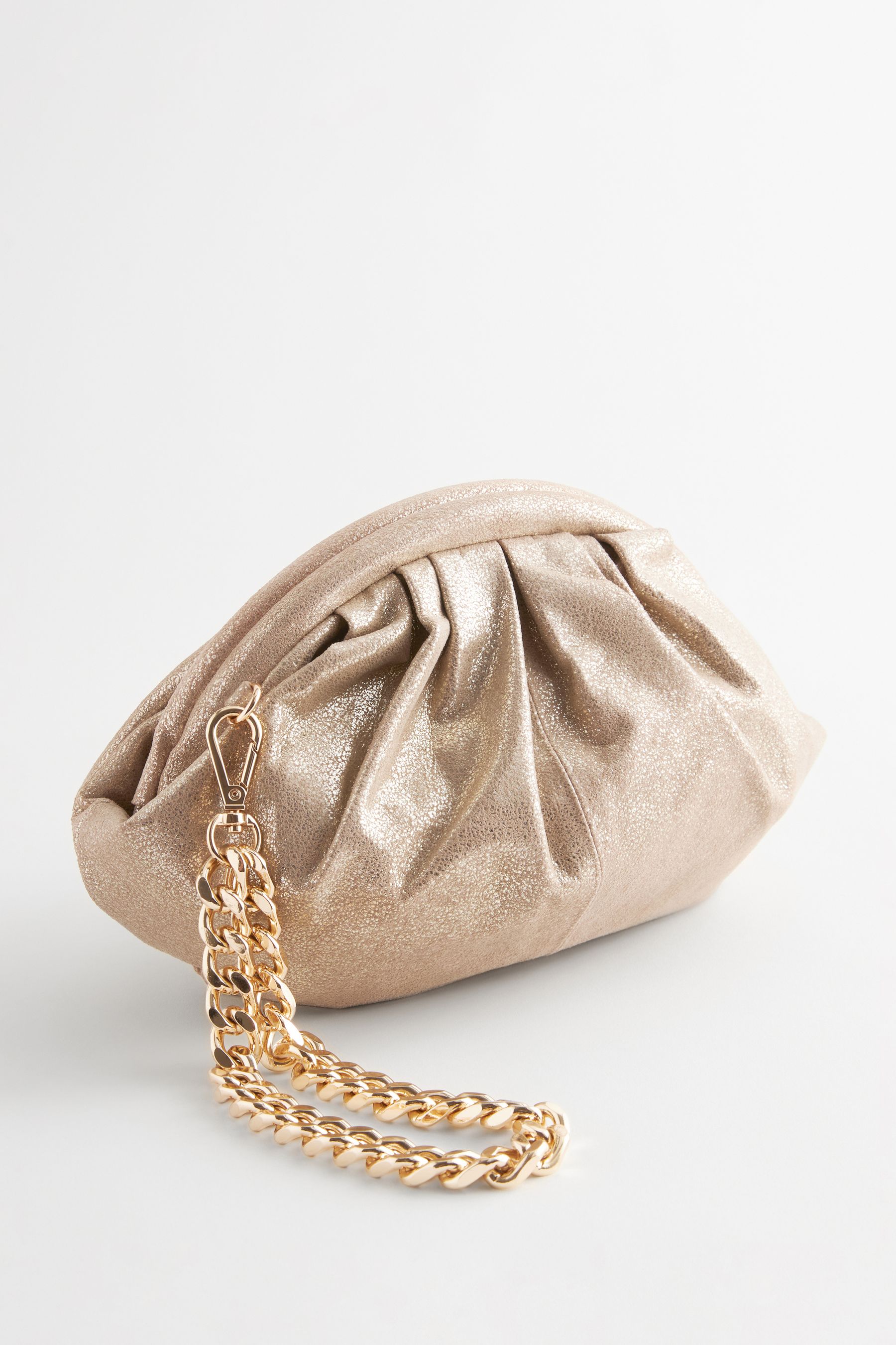 Buy Gold Leather Snap Clutch Bag from the Next UK online shop