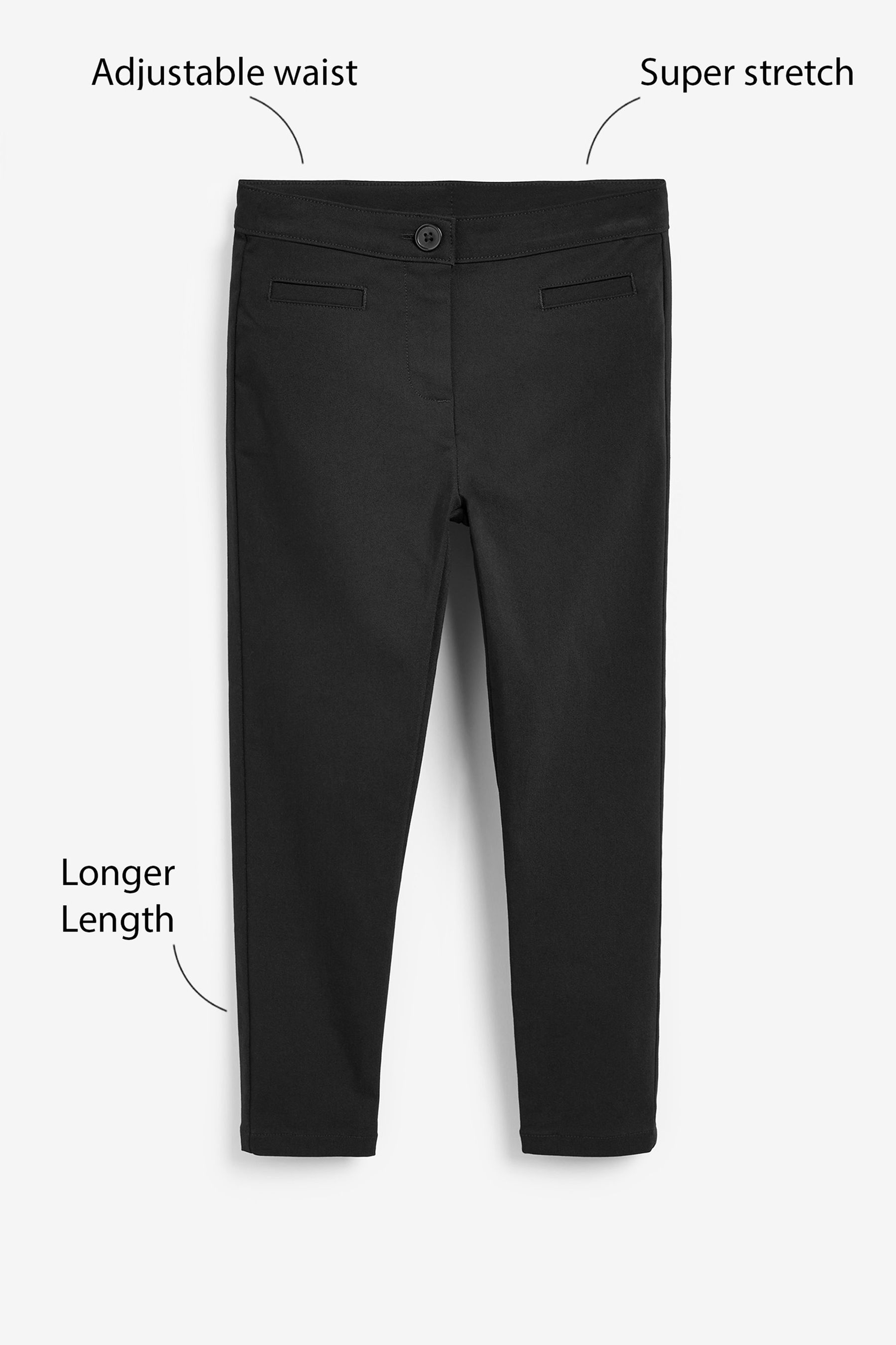 Buy Black Longer Length Regular Waist Longer Length School Skinny ...