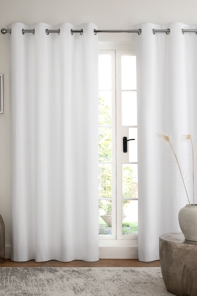 Buy White Cotton Lined Eyelet Curtains from Next Australia