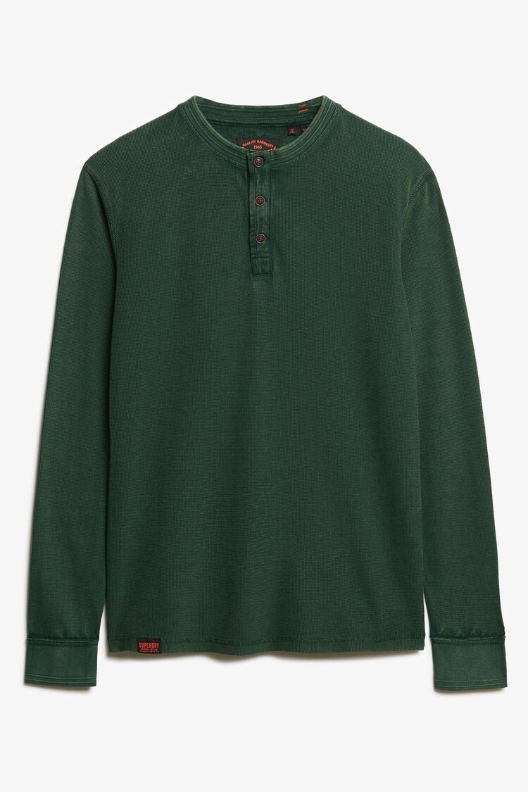 Buy Superdry Enamel Green 100% Cotton Vintage Textured Grandad Top from ...