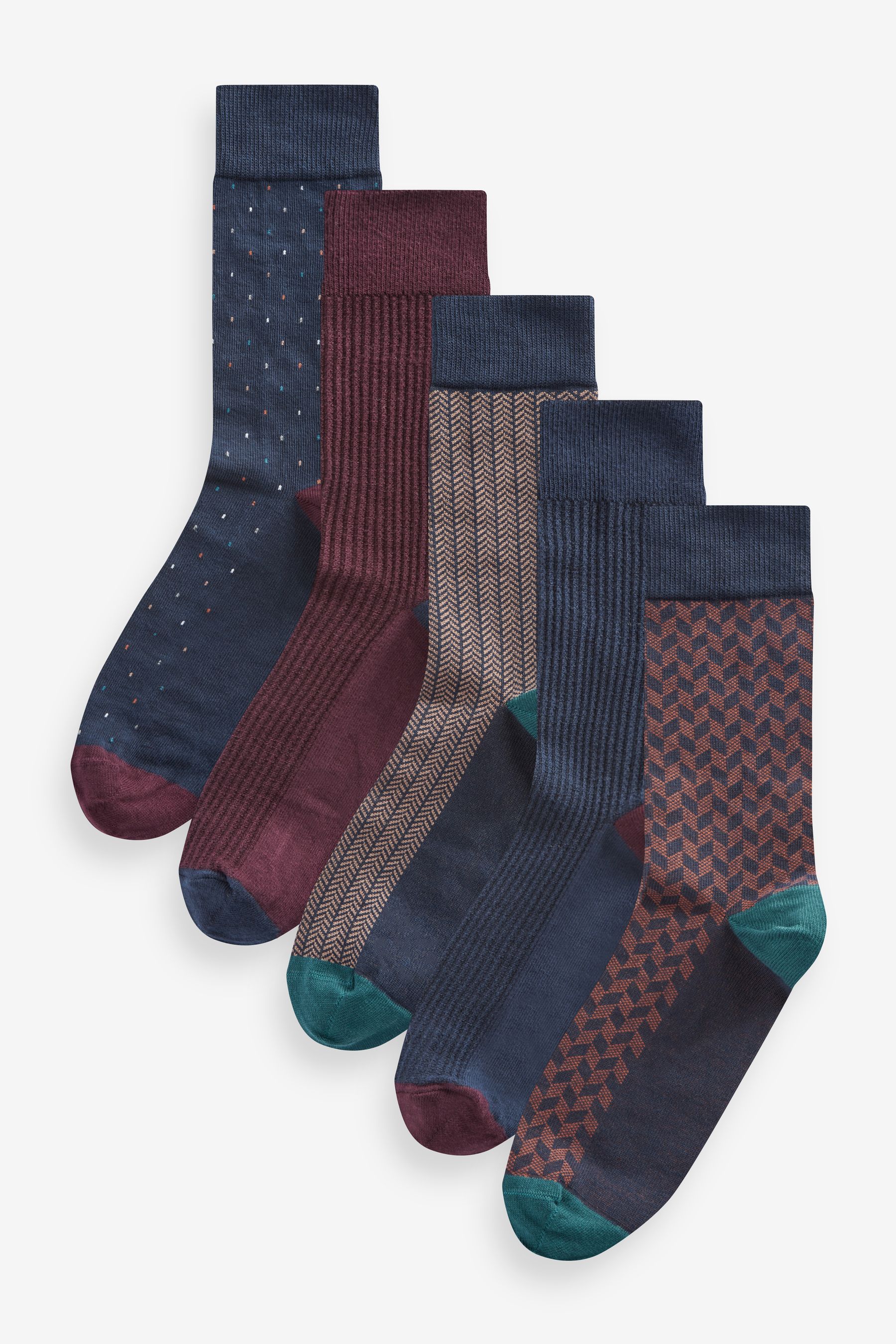 Buy Neutral/Navy Pattern Smart Socks 5 Pack from Next Australia