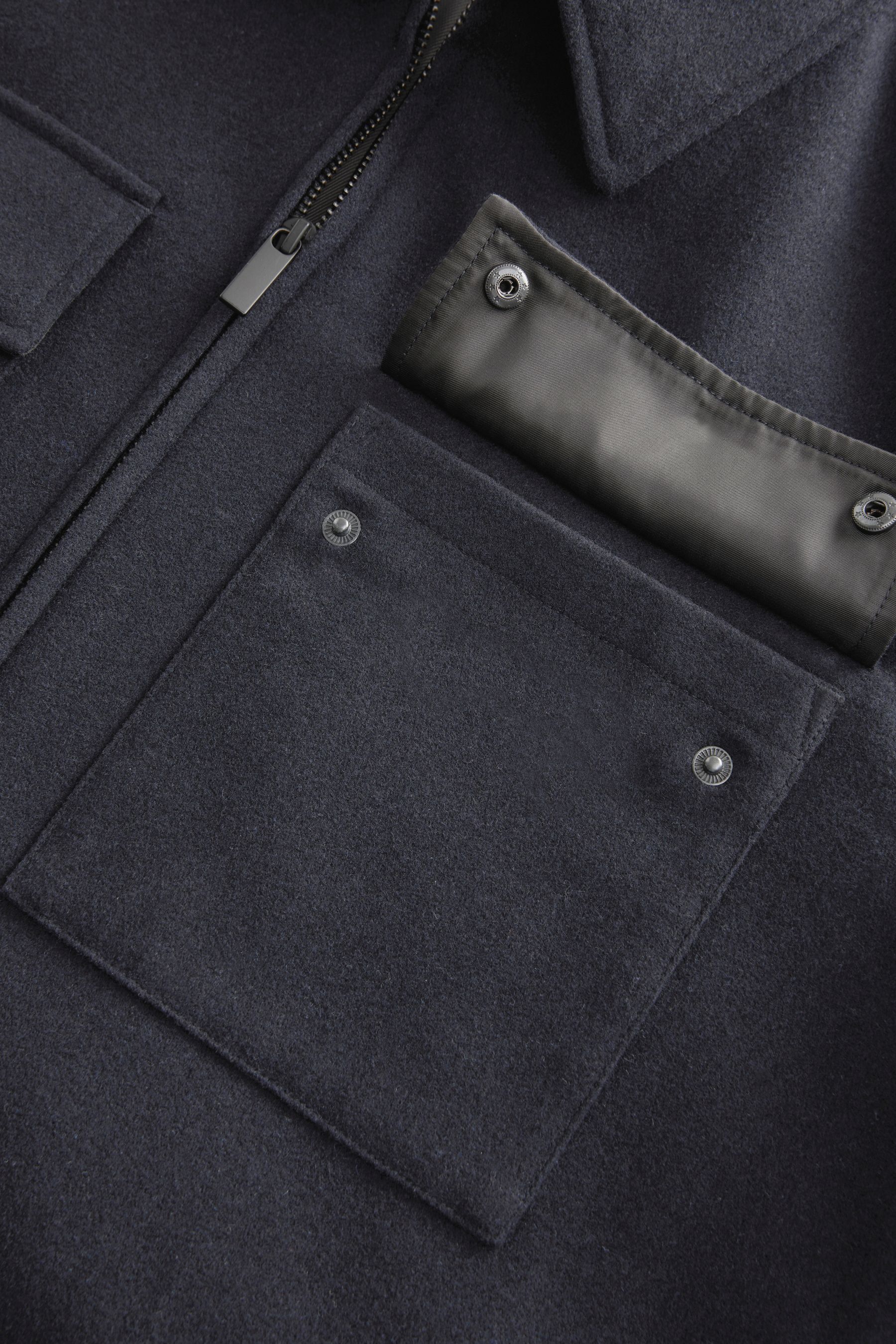 Buy Navy Blue Wool Blend Lightweight Shacket from the Next UK online shop