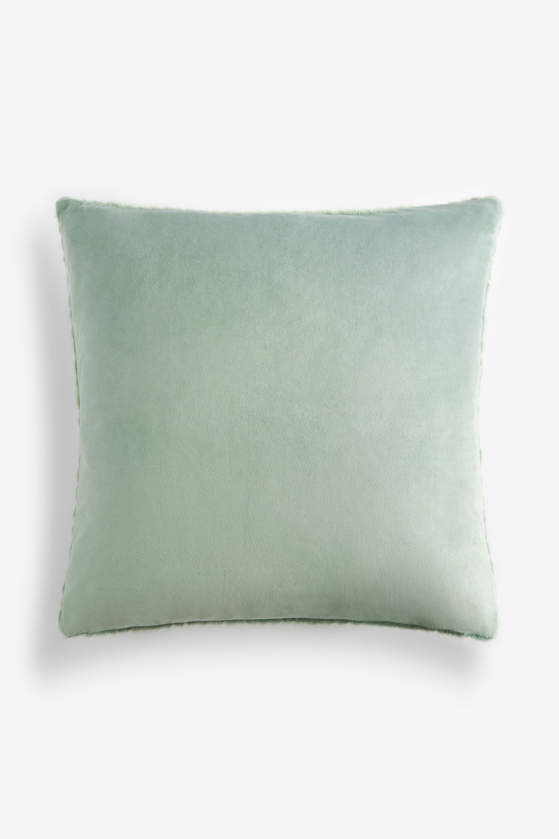 Buy Sage Green 43 x 43cm Basset Embossed Faux Fur Cushion from the Next ...