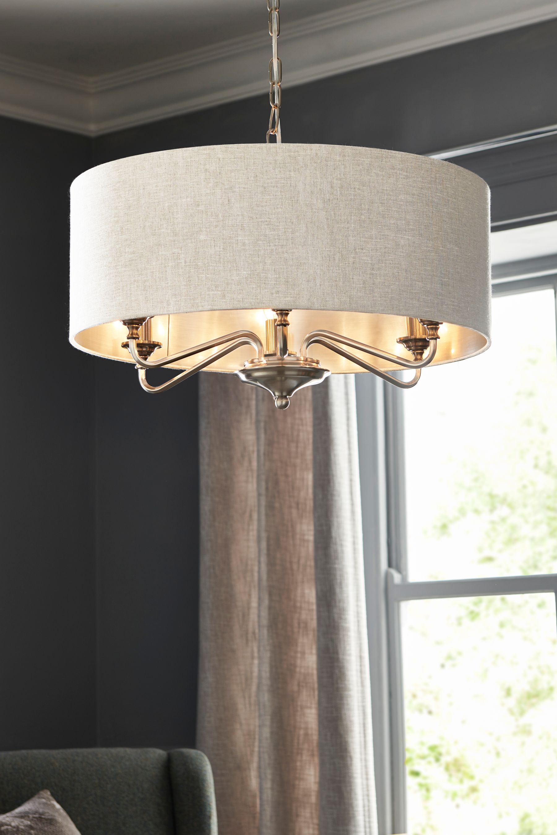Buy Brushed Chrome Burford 6 Light Chandelier Ceiling Light from the ...