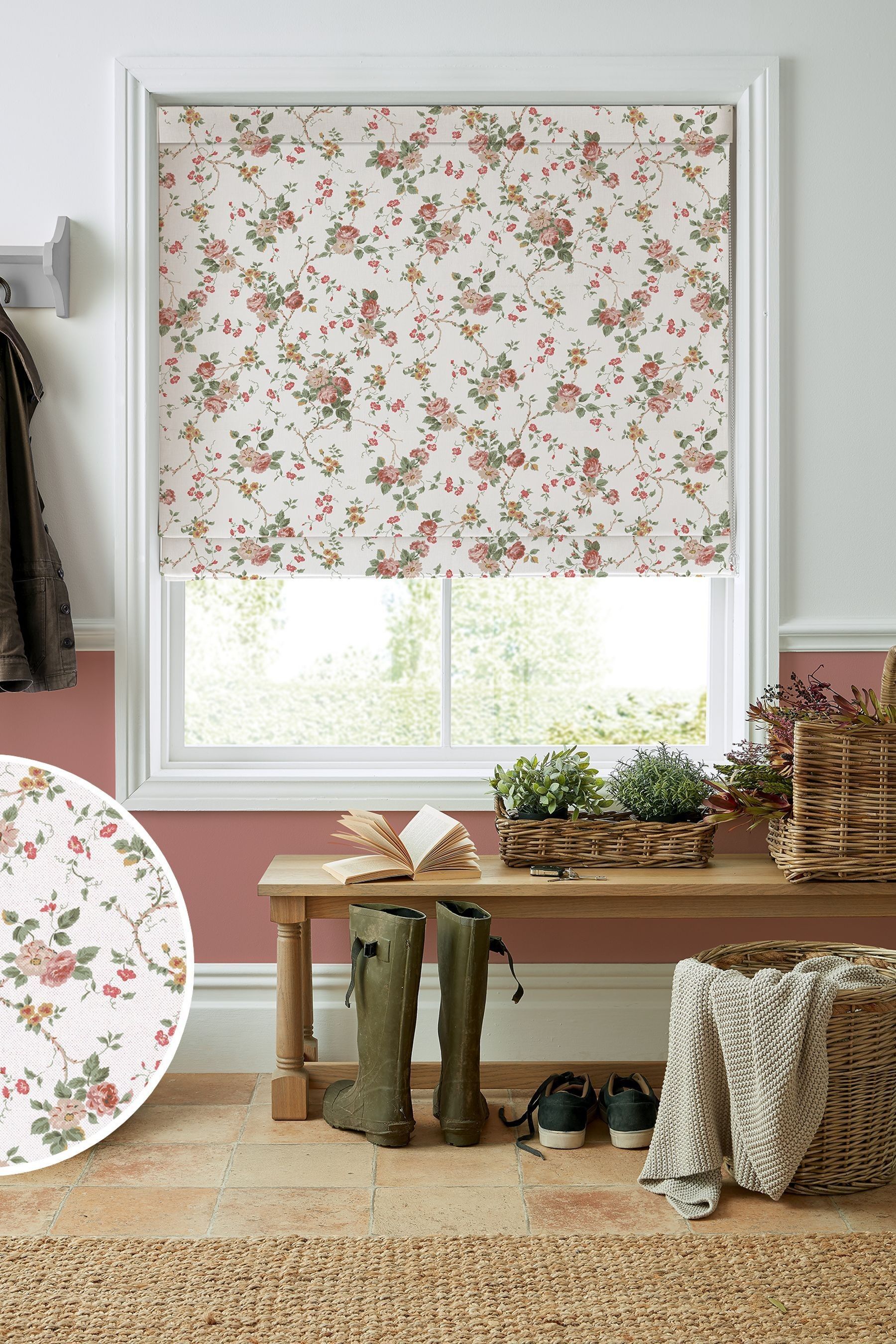Buy Laura Ashley Pink Mountney Gardens Made to Measure 100% Cotton Roman Blinds from the Next UK ...