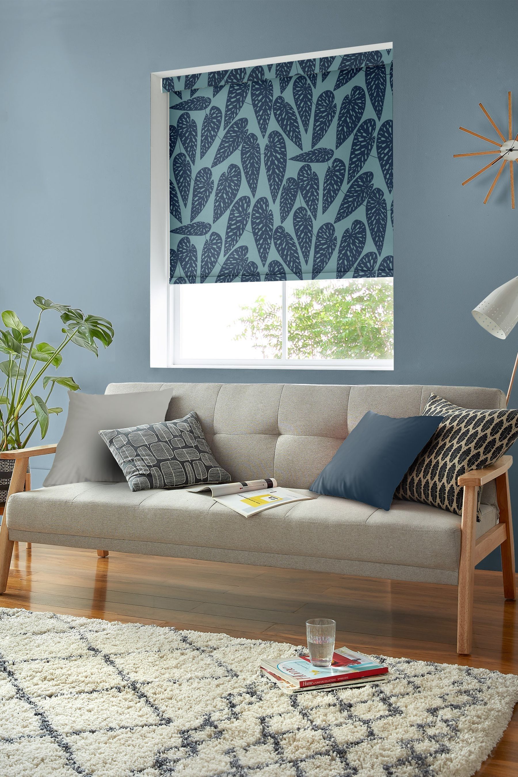 Buy MissPrint Blue Leaf Tropics Made to Measure Roller Blinds from the ...