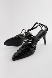 Buy Black Forever Comfort® Cage Closed Point Toe Strappy Heels from the ...