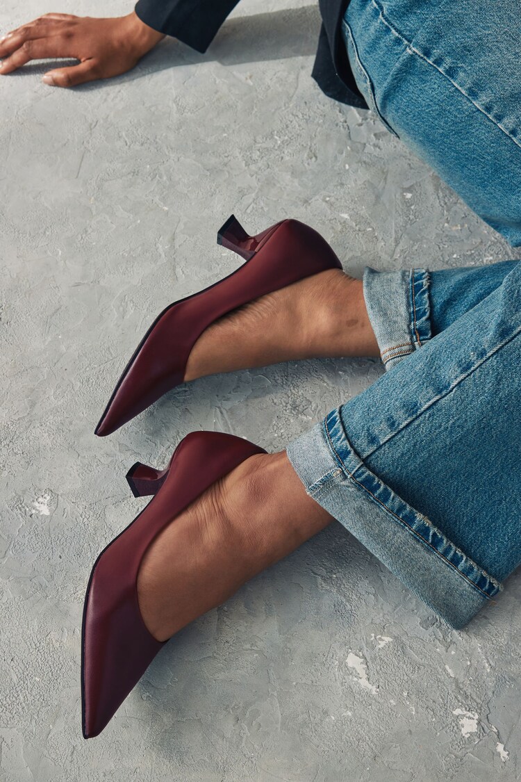 Buy Burgundy Standard/Wide Fit Forever Comfort® Kitten Heel Court Shoes ...