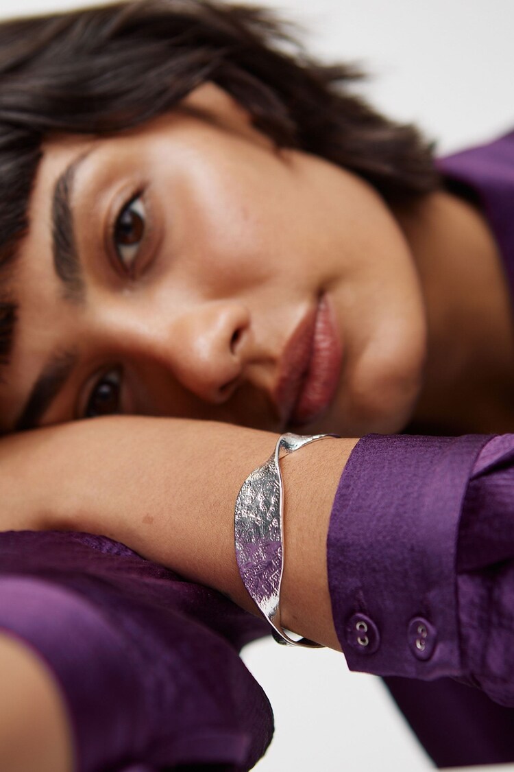 Buy Oliver Bonas Silver Plated Sculptural Twist Cuff Bangle from the Next UK online shop