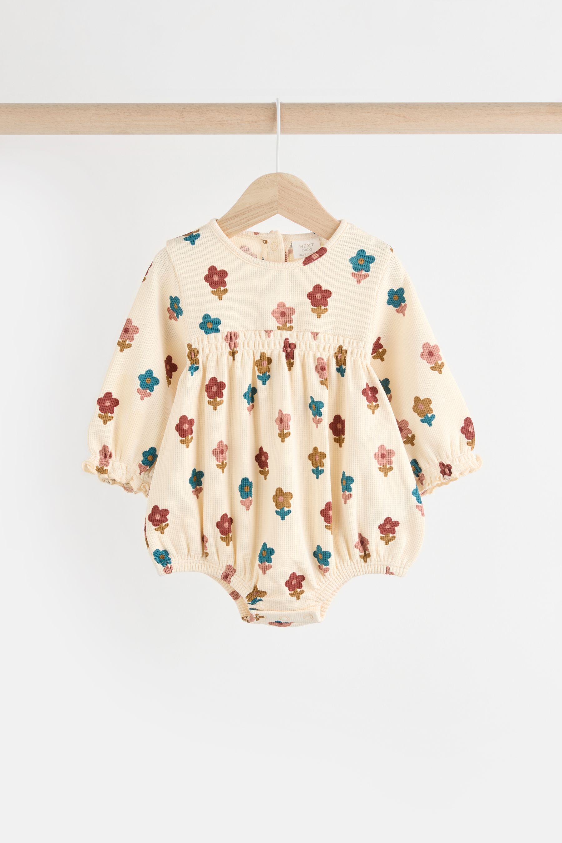 Buy Rust Brown/Cream Flower Print Baby Jersey Bloomer Rompers 2 Pack ...