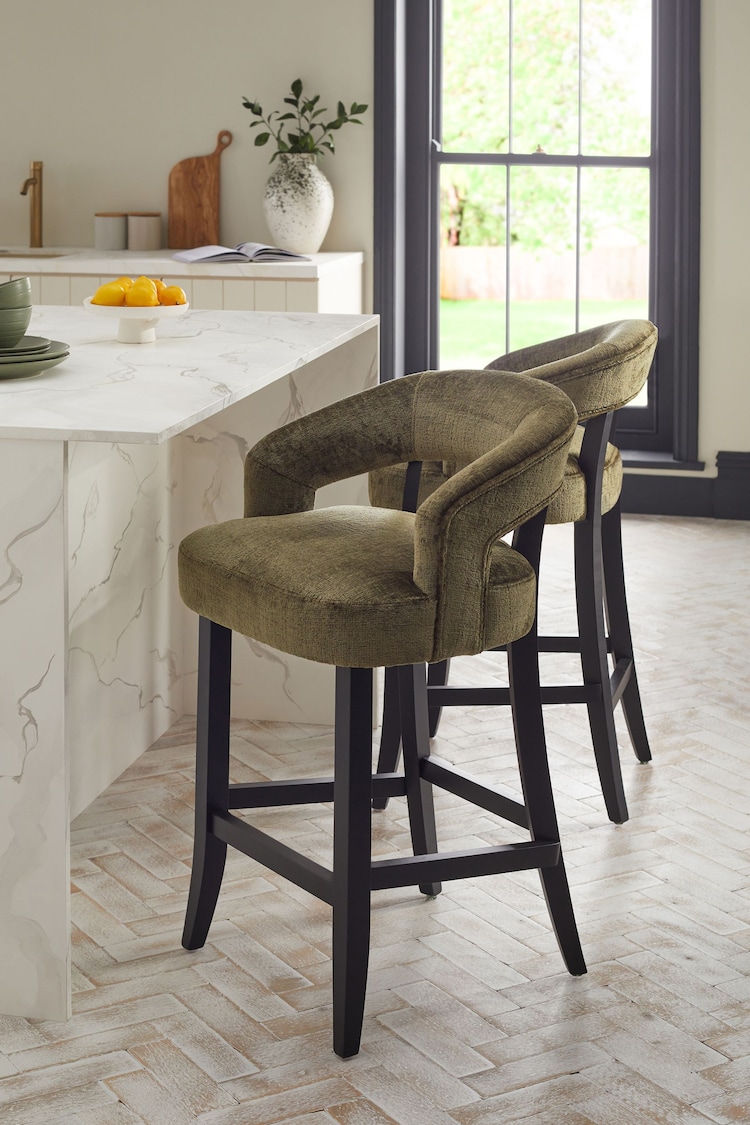 Buy Plush Chenille Moss Green Remi Bar Stool from the Next UK online shop