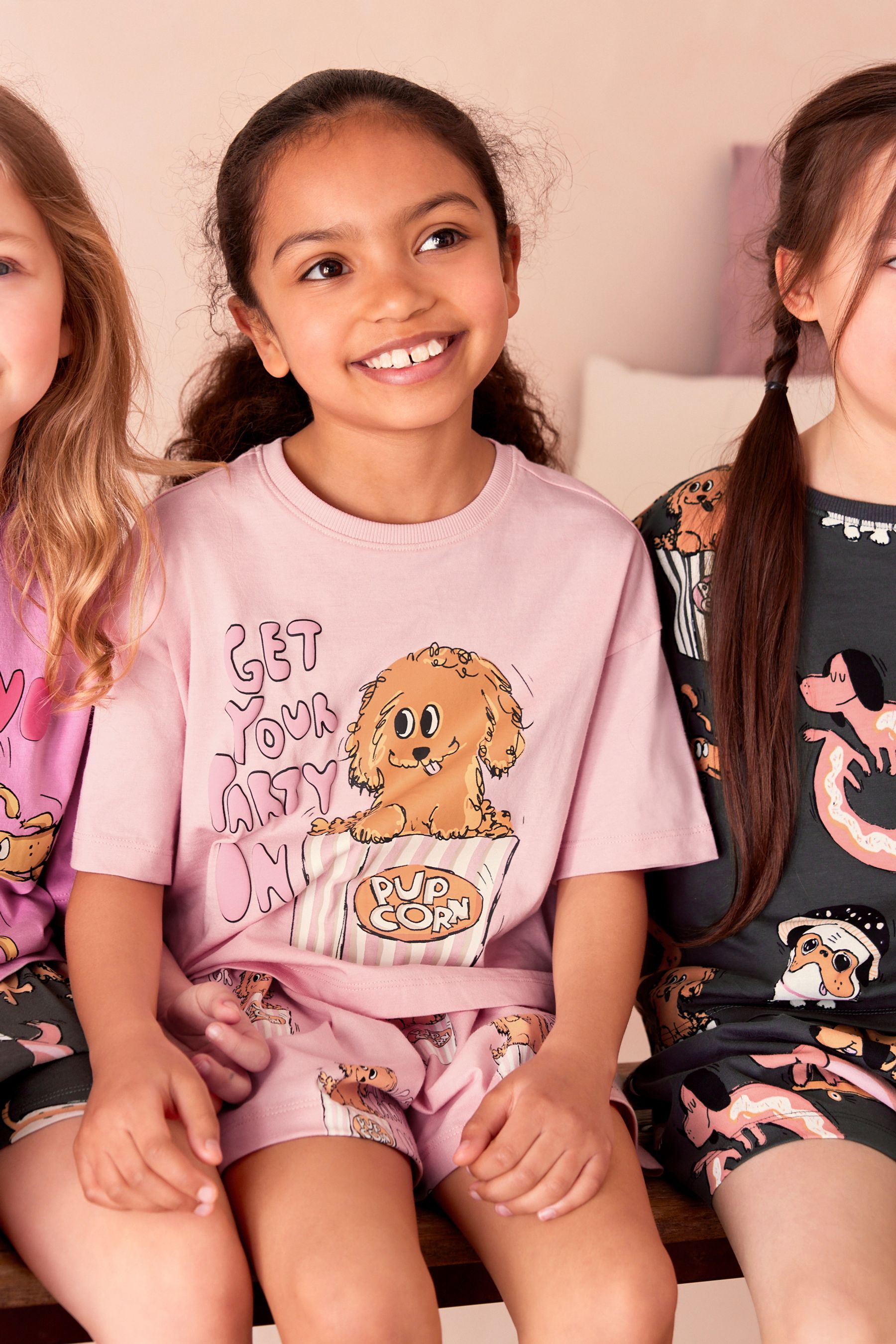 Buy Pink/Grey Short 100% Cotton Pyjamas 3 Pack (3-16yrs) from the Next ...