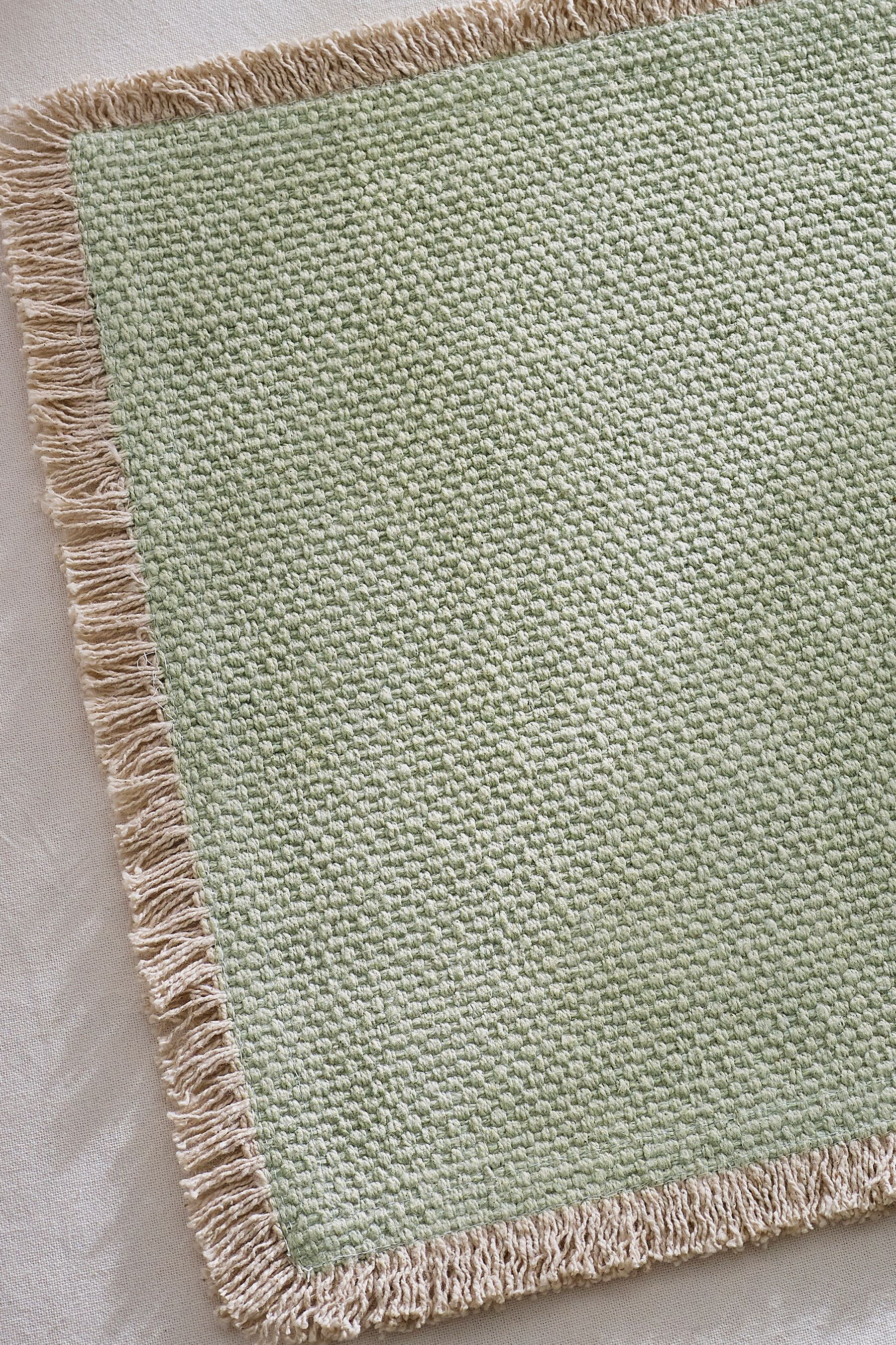 Buy Set of 4 Sage Green Woven Fringe Edge Fabric Placemats from Next ...