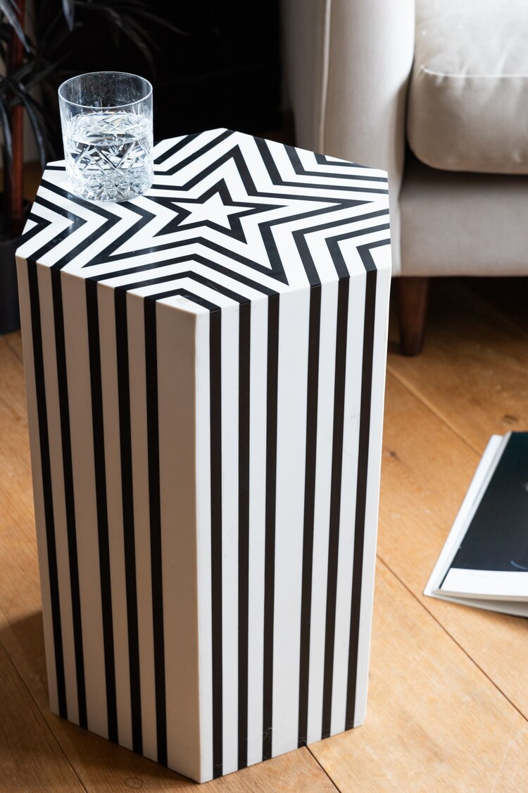 Buy Rockett St George Black/White Mono Stripe Side Table from the Next ...
