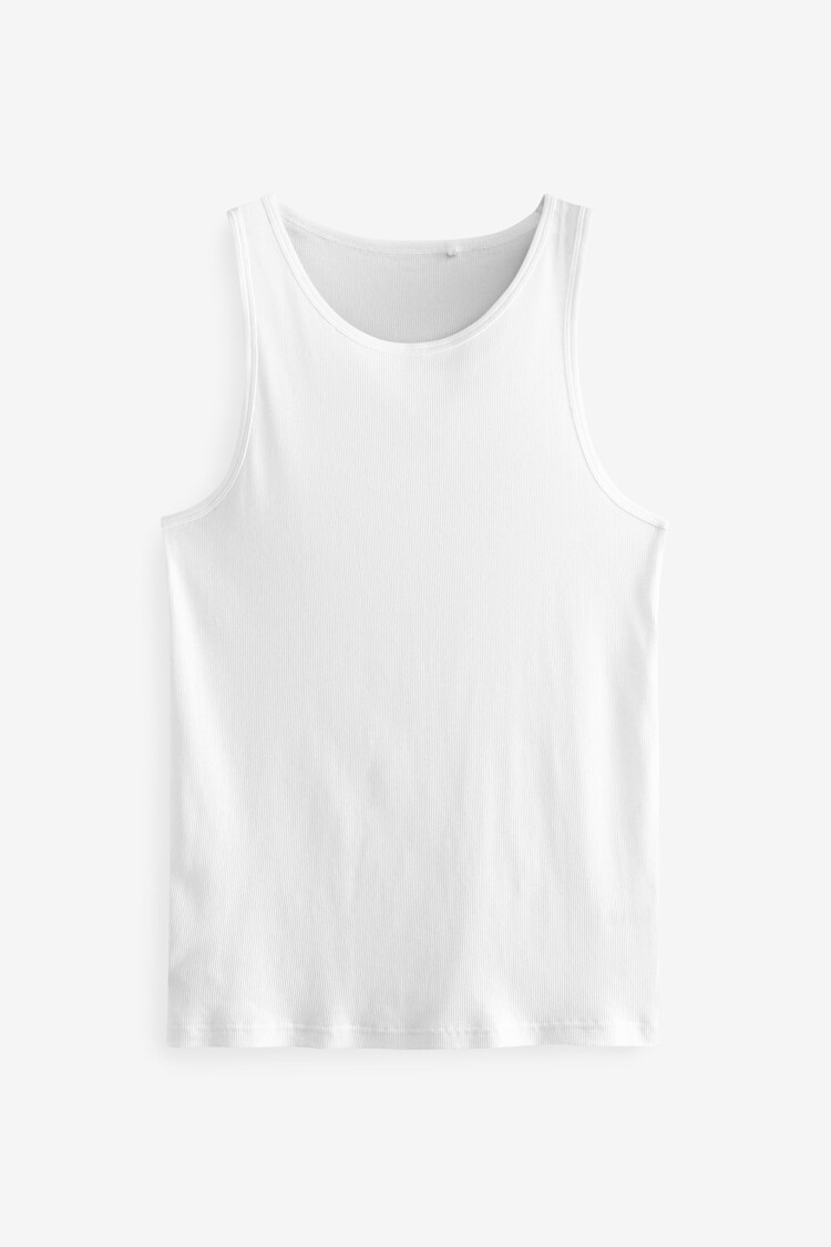 Buy White Ribbed 5 Pack 100% Cotton Vests 5 Pack from the Next UK ...