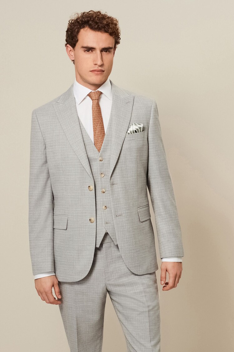 Buy Grey Tailored Fit Textured Suit Jacket from the Next UK online shop