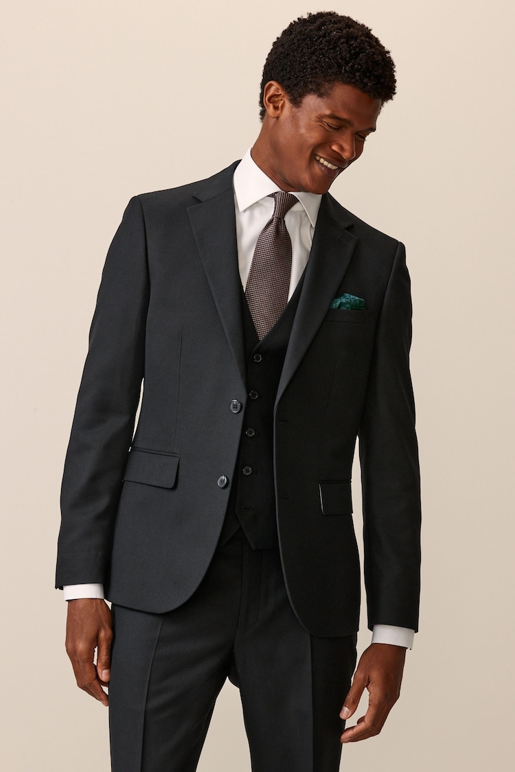 Buy Black Slim Fit Textured Suit Jacket from Next Ireland