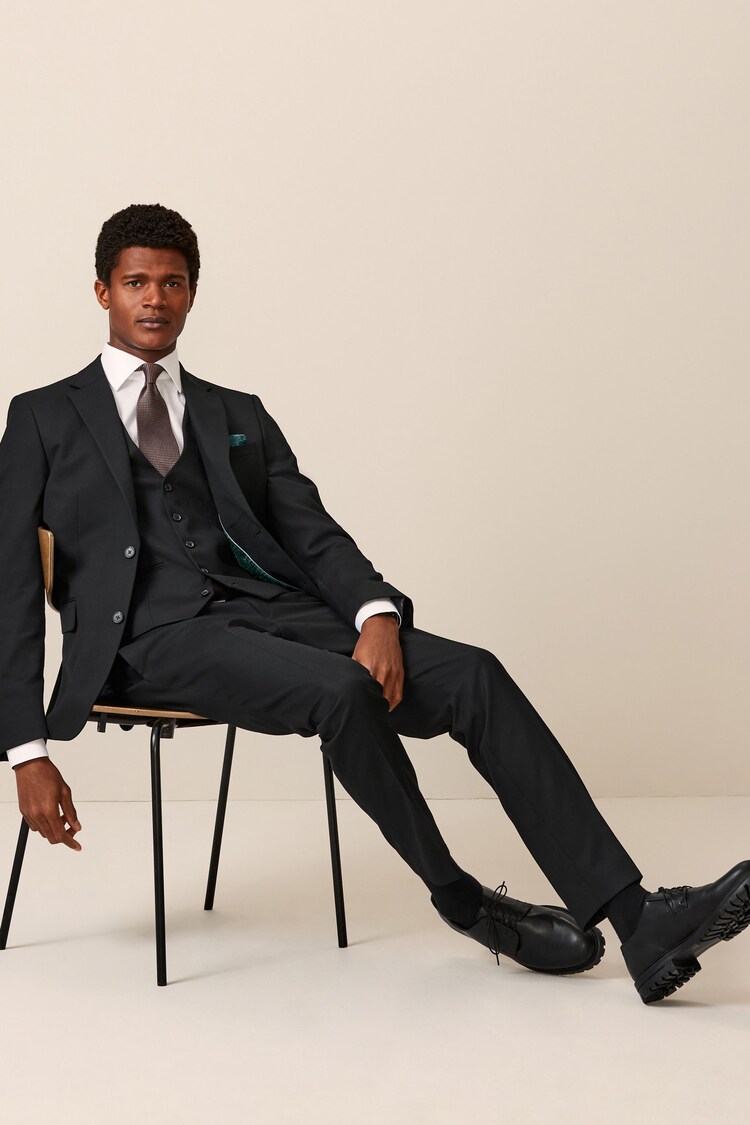 Buy Black Slim Fit Textured Suit Jacket from the Next UK online shop