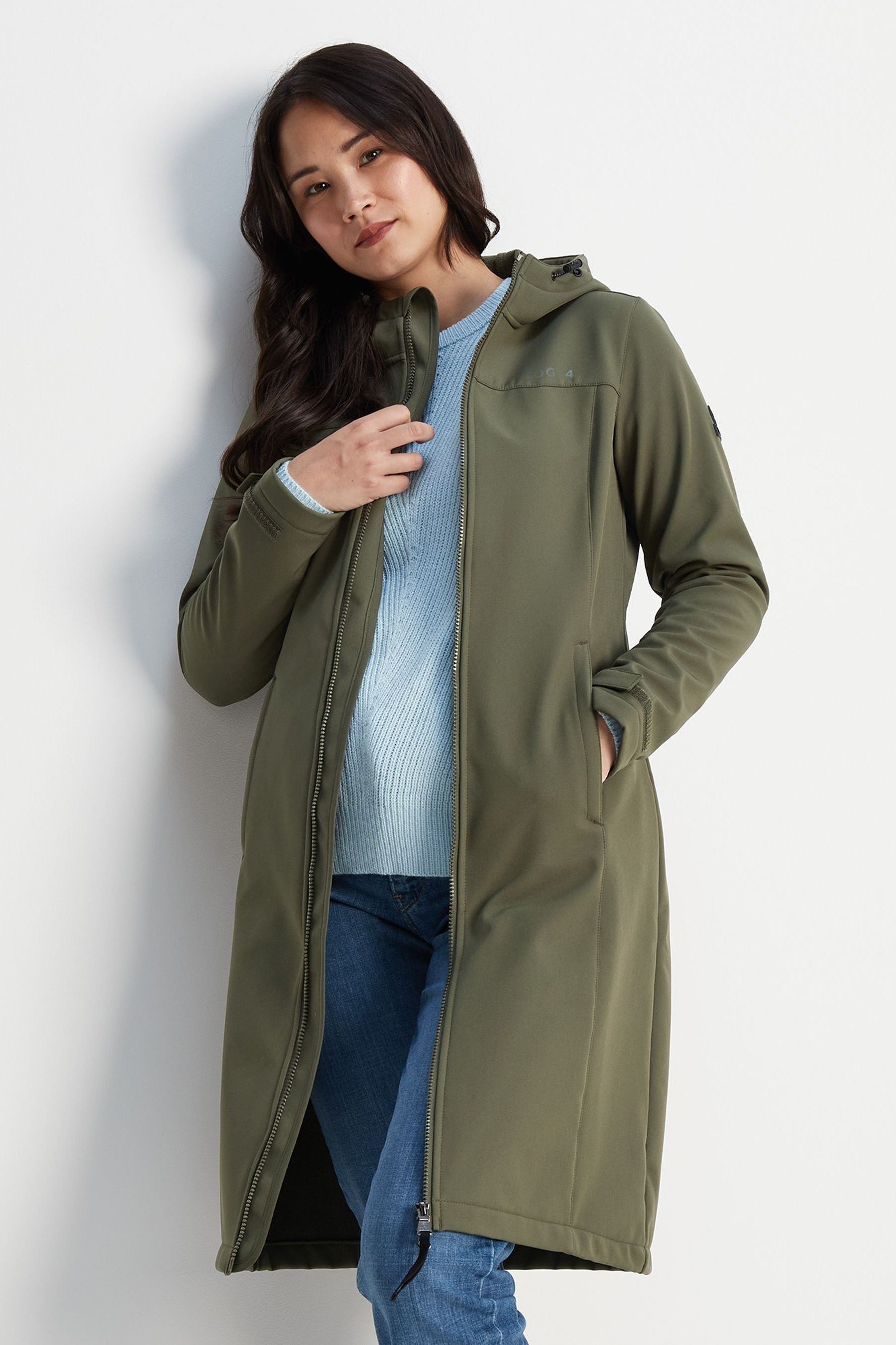 Buy Tog 24 Green Marina Extra Long Softshell Jacket from the Next UK ...