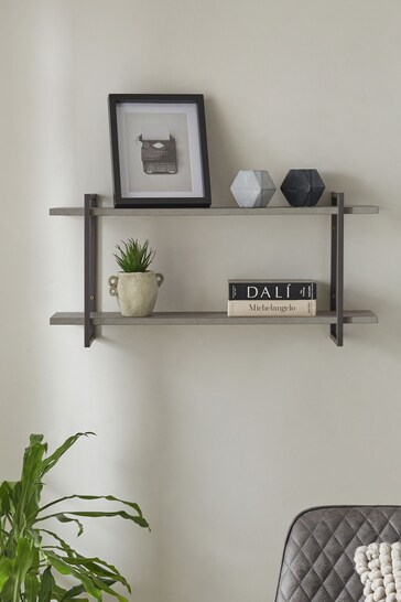 Buy Grey Concrete Effect Two Tier Wall Shelves from the Next UK online shop