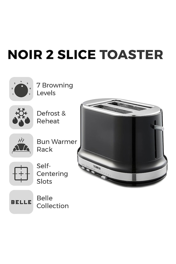 Buy Tower Black Belle 2 Slice Toaster 800W from the Next UK online shop