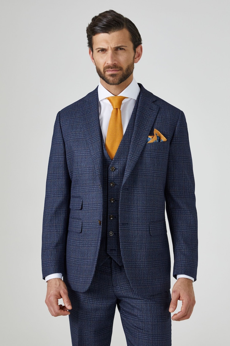 Buy Skopes Blue Tailored Fit Woolf Check Suit: Jacket from the Next UK ...