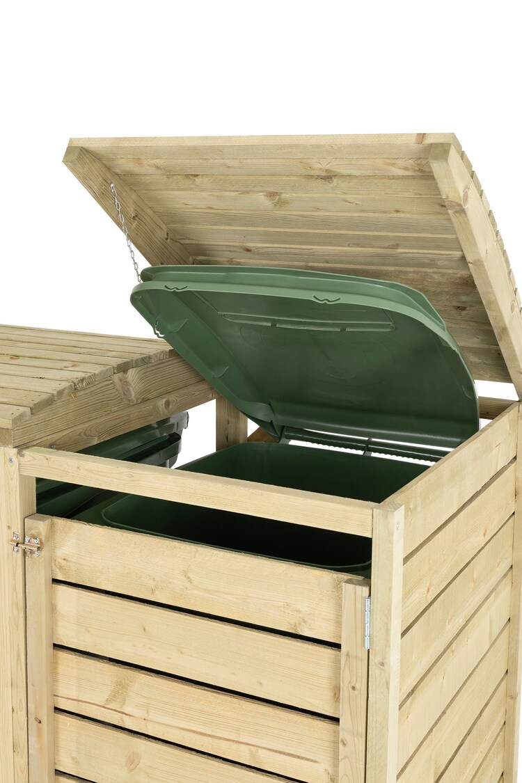 Buy Charles Bentley Natural Wood Wooden Triple Bin Storage Unit from ...