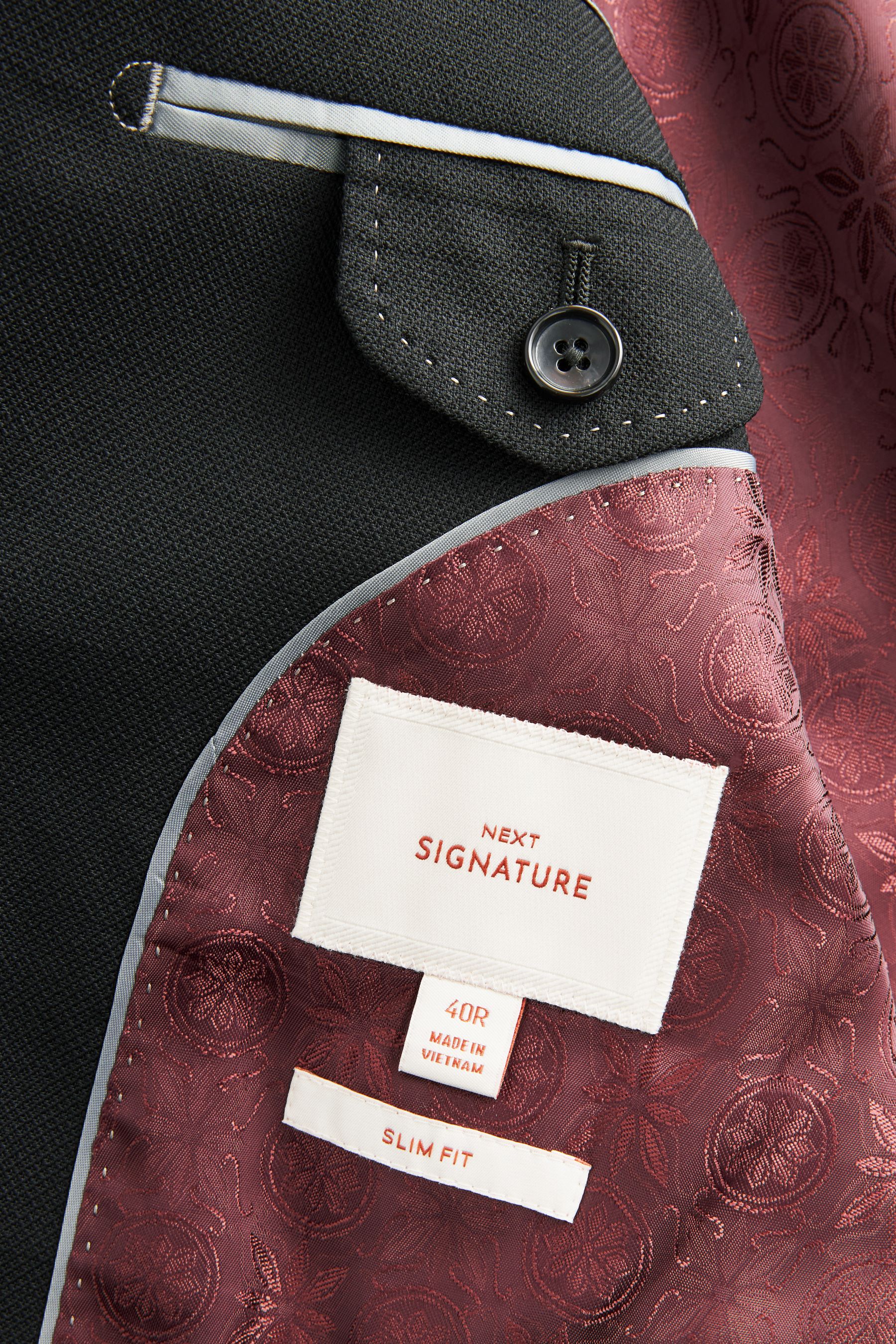 Buy Black Slim Fit Signature Tollegno Italian Wool Textured Suit Jacket ...