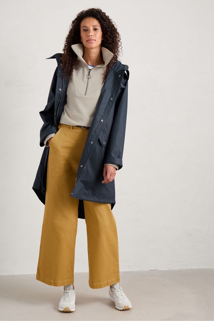 Buy Seasalt Cornwall Blue Seafaring Linen Blend Waterproof Coat from ...