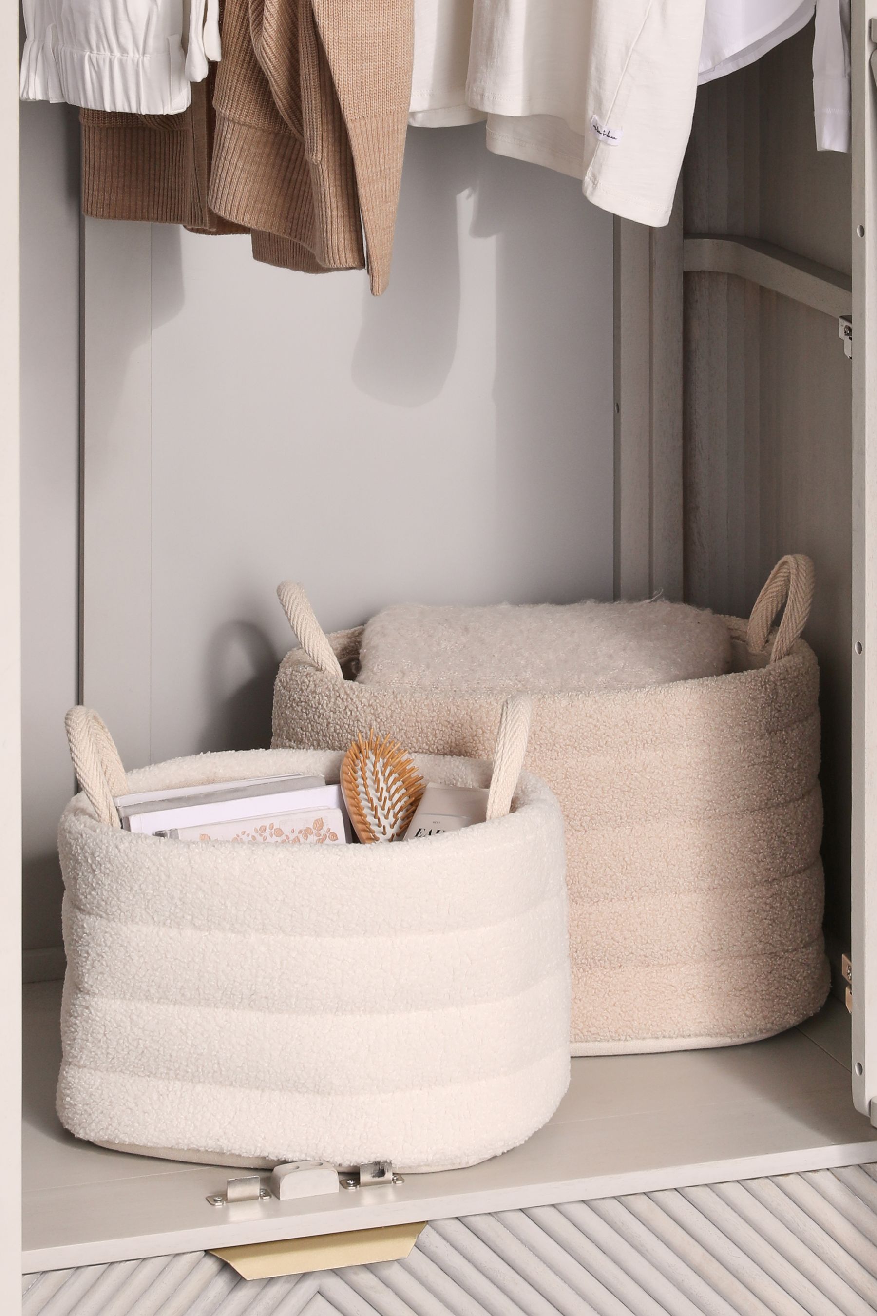 Buy Set of 2 Natural and Cream Boucle Storage Baskets from Next Australia