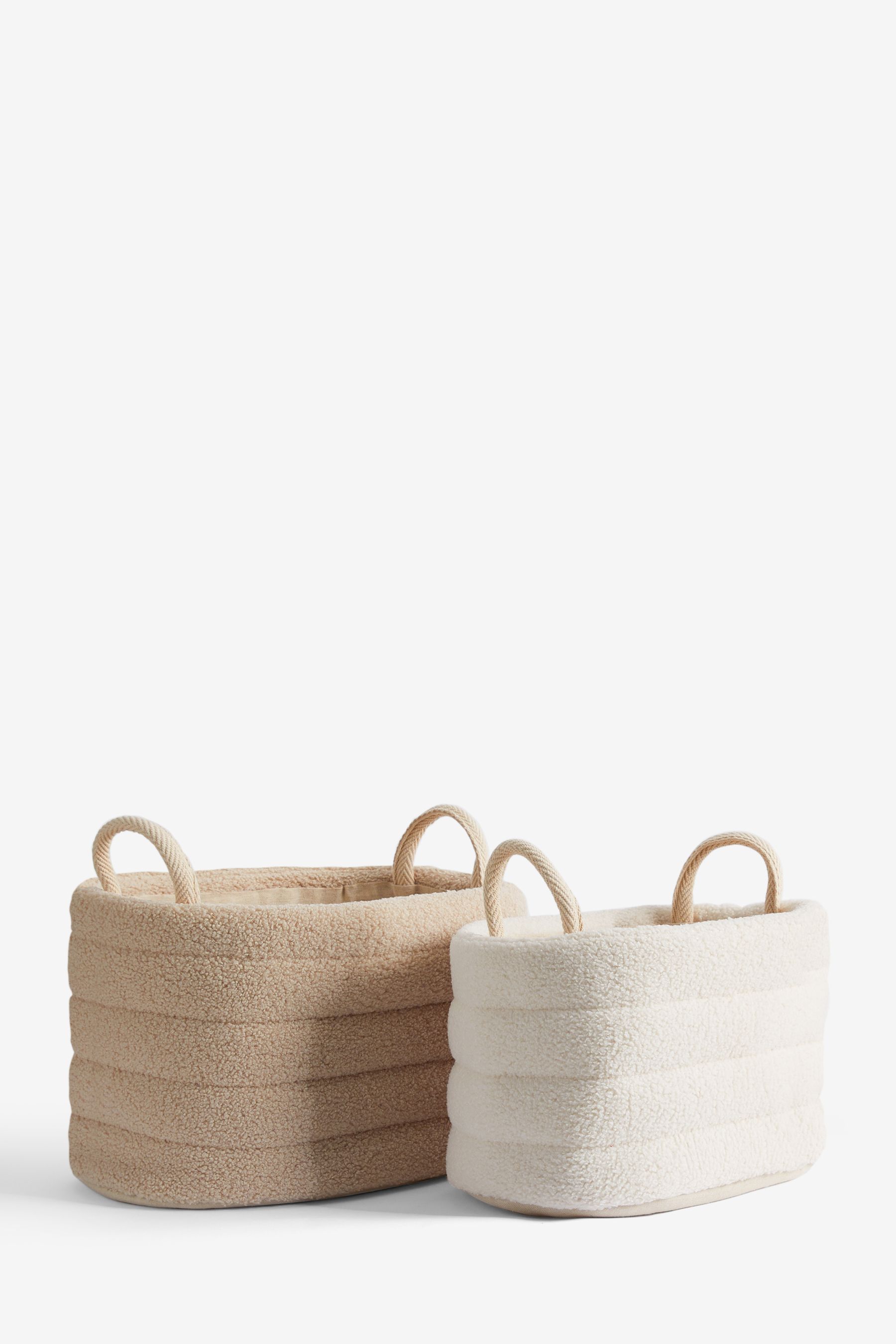 Buy Set of 2 Natural and Cream Boucle Storage Baskets from Next Australia