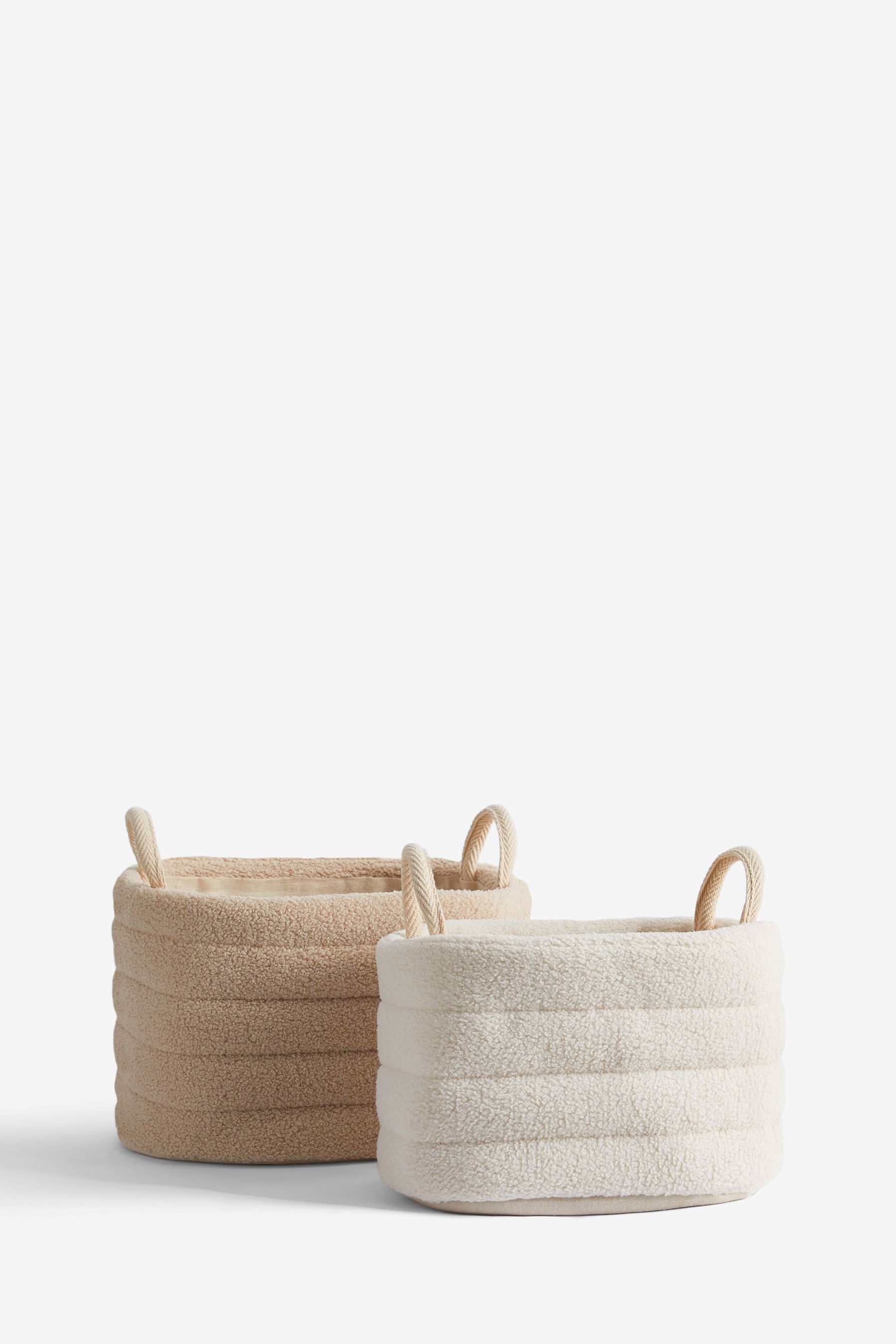 Buy Set of 2 Natural and Cream Boucle Storage Baskets from Next Australia
