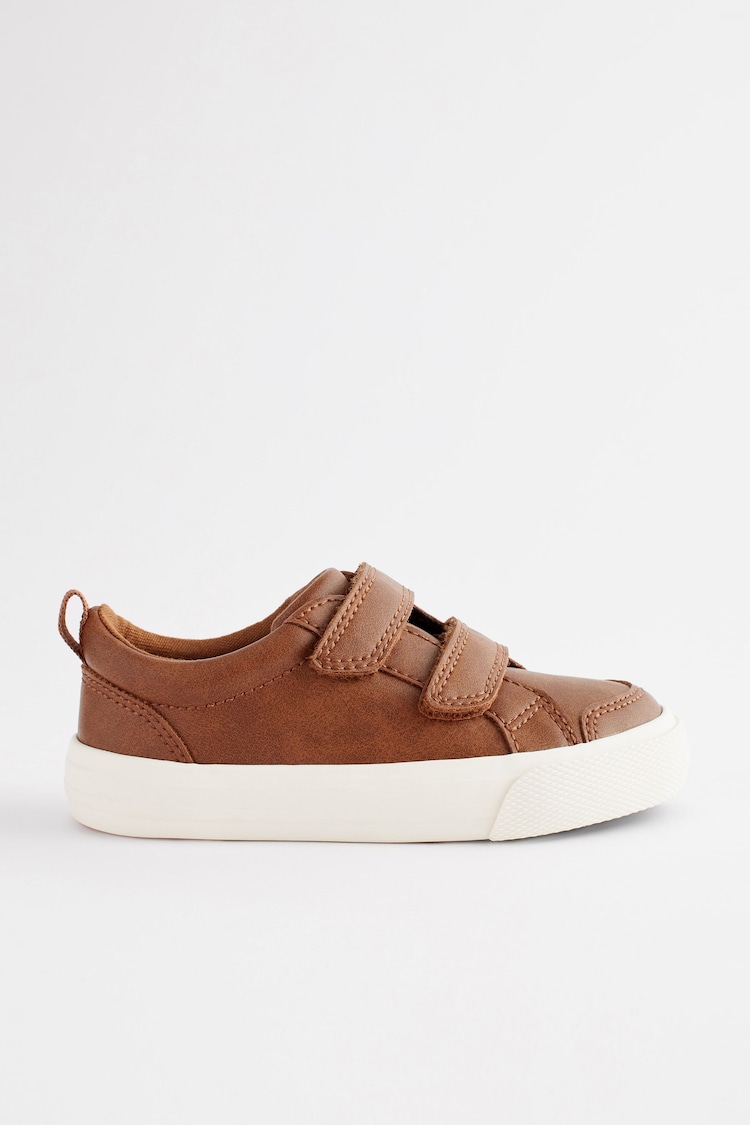 Buy Tan Brown Wide Fit (G) Two Strap Touch Fastening Trainers from the ...