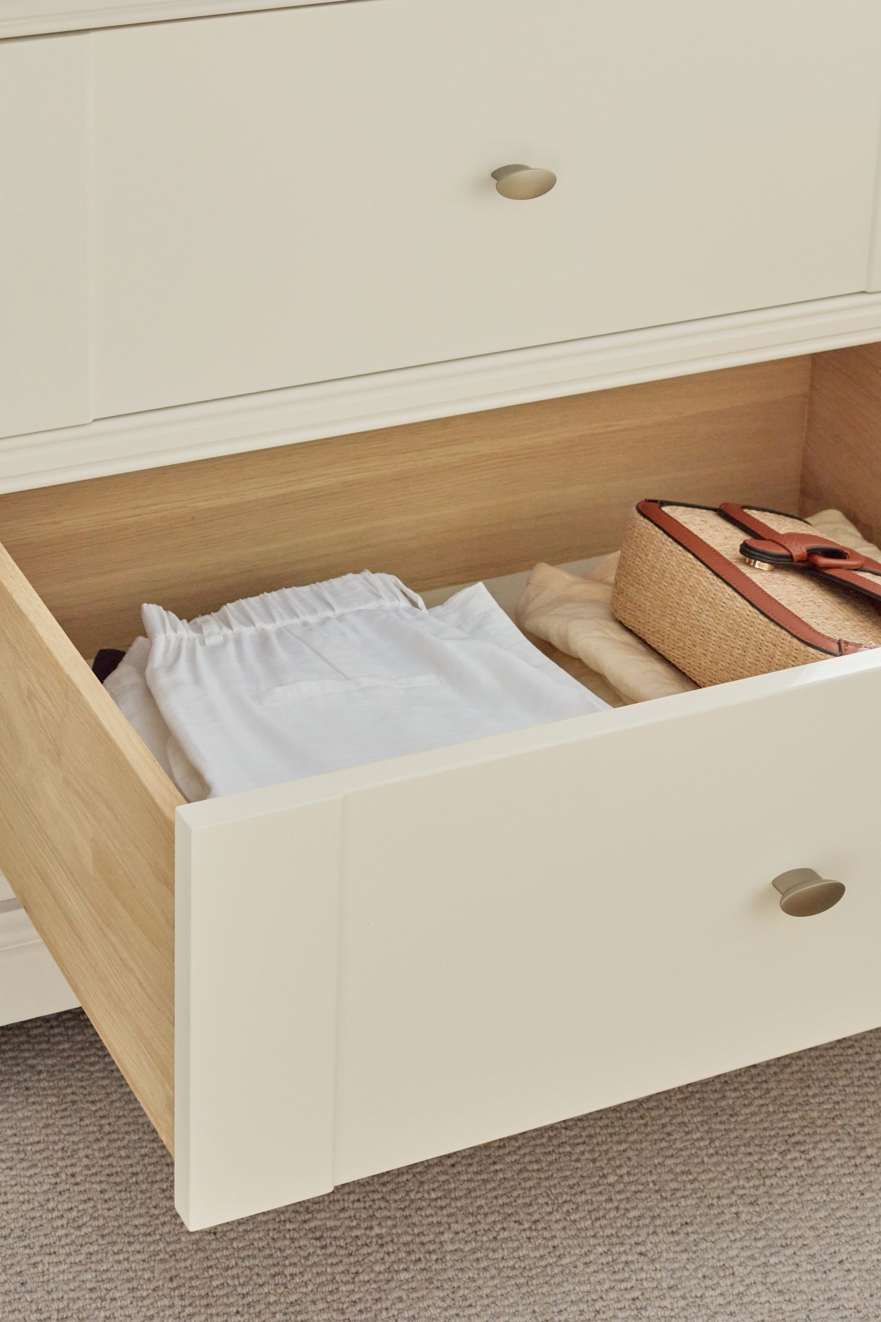 Buy Chalk White Hampton Painted Oak Triple, 4 Drawers Wardrobe from the ...