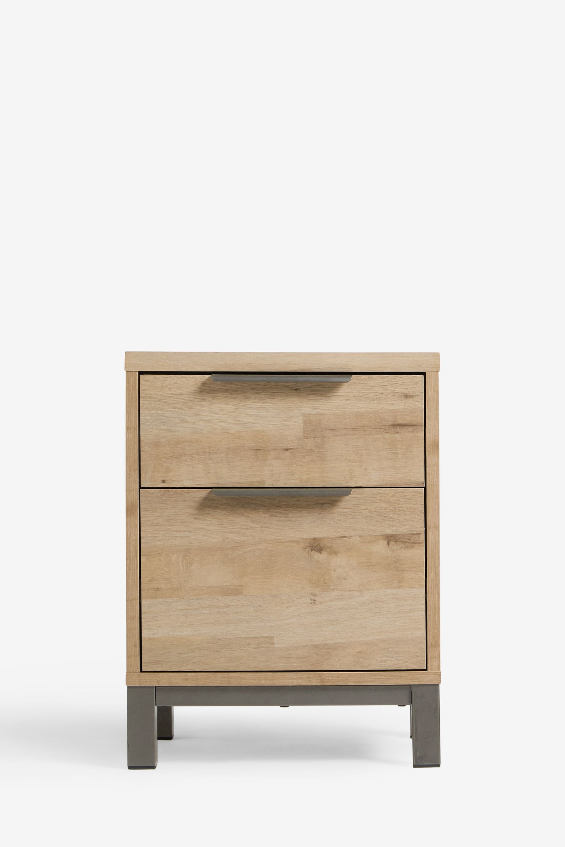 Buy Light Natural Bronx Oak Effect 2 Drawer Bedside Table from the SchaferandweinerShops online shop