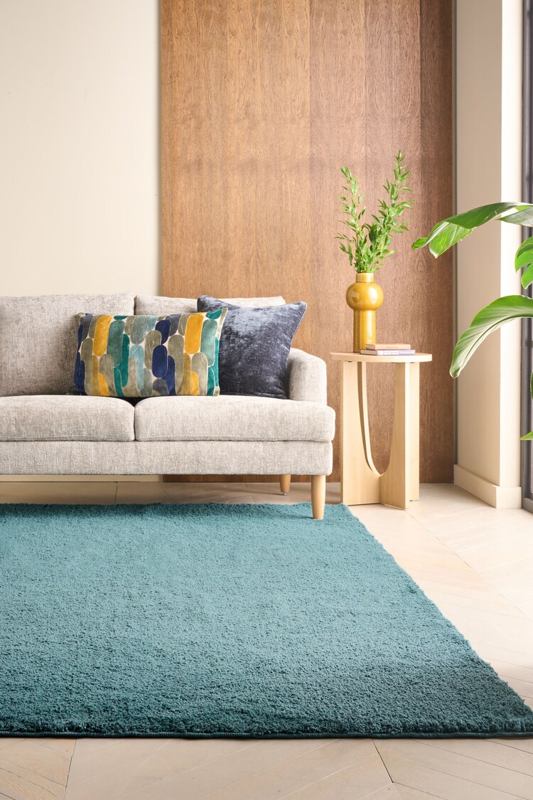 Buy Teal Blue Cosy Washable Shaggy Rug from the Next UK online shop