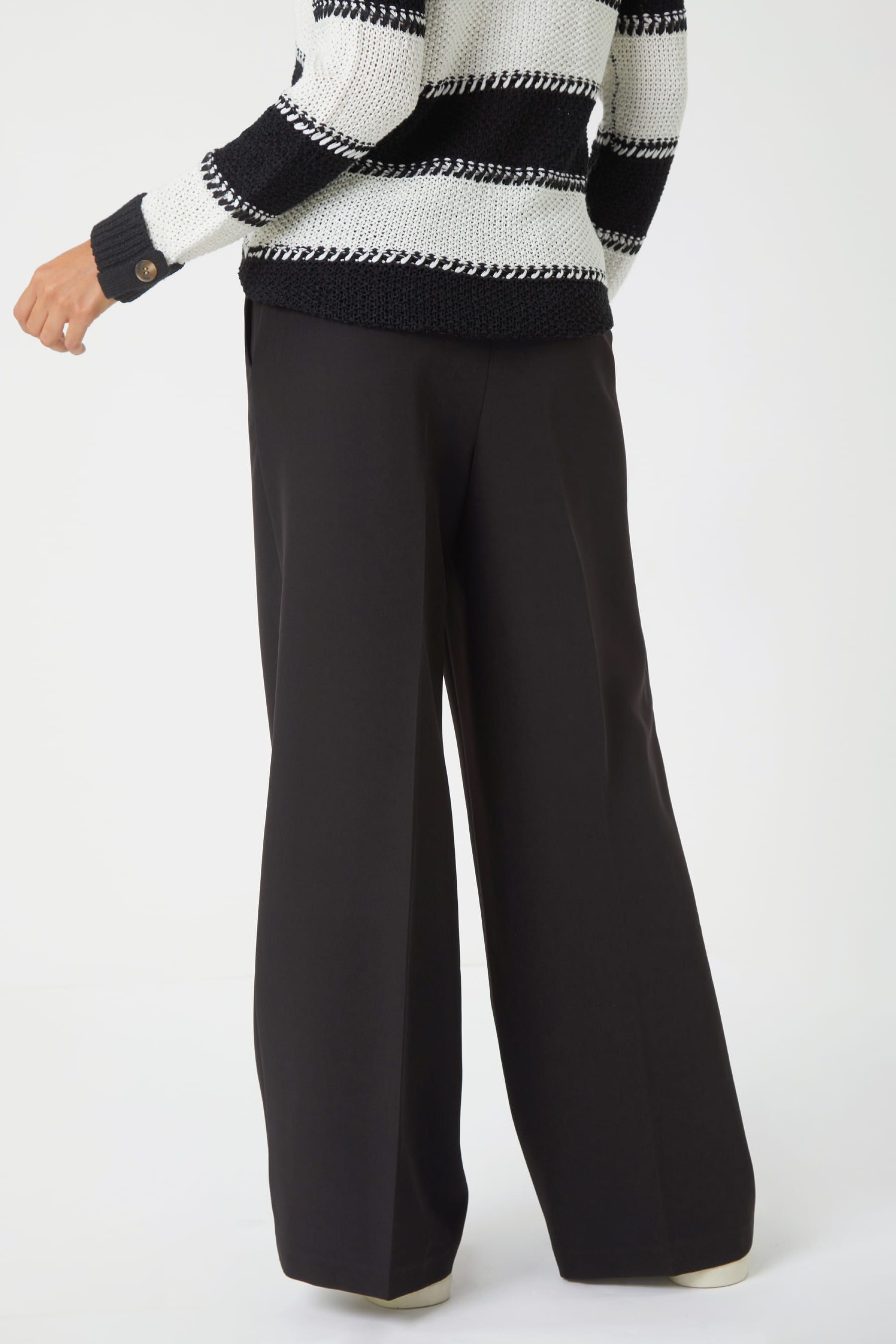 Buy Roman Black Wide Leg Tie Front Trousers from the Next UK online shop