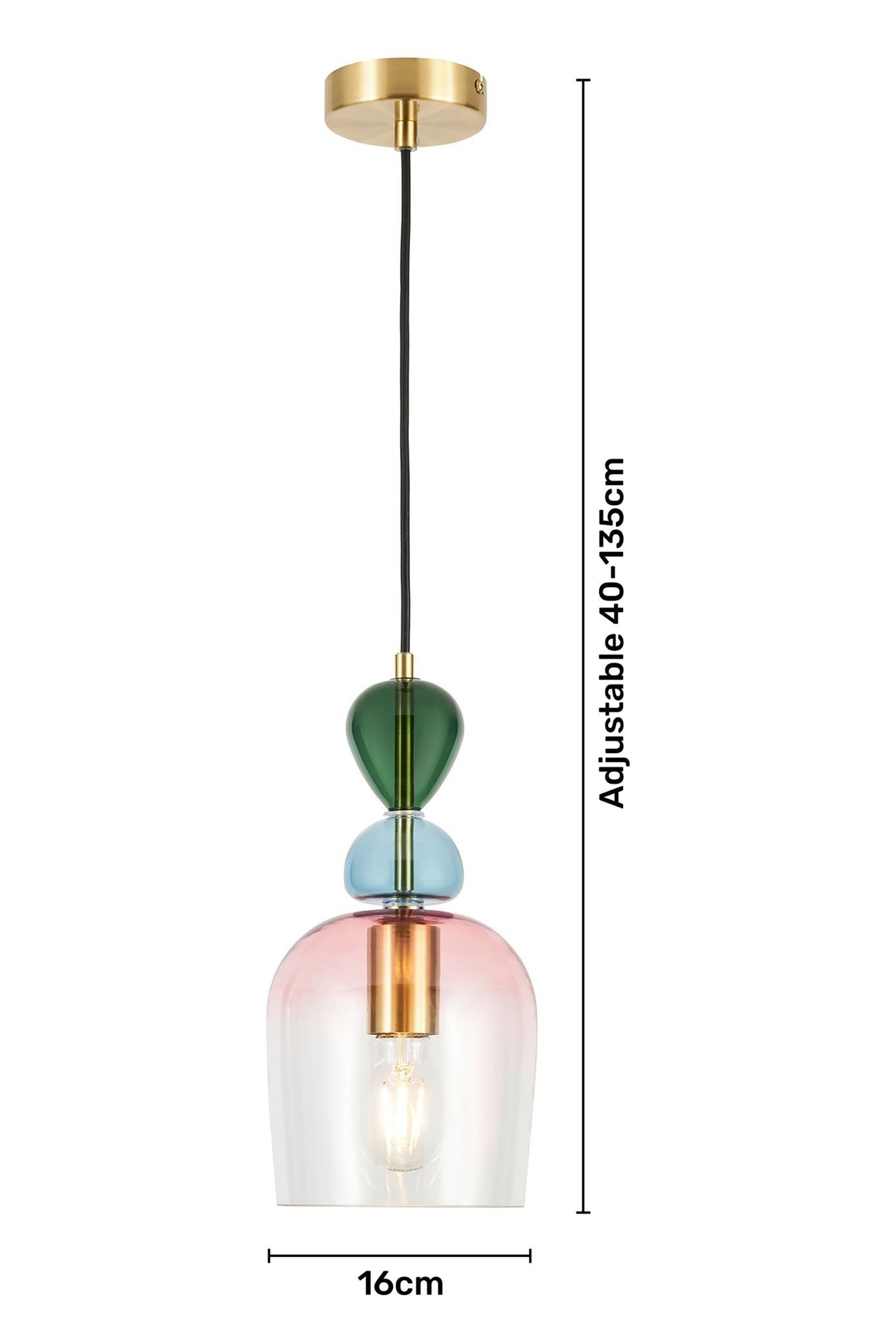 Buy Visconte by BHS Brass Vietri Glass Pendant Ceiling Light from the ...