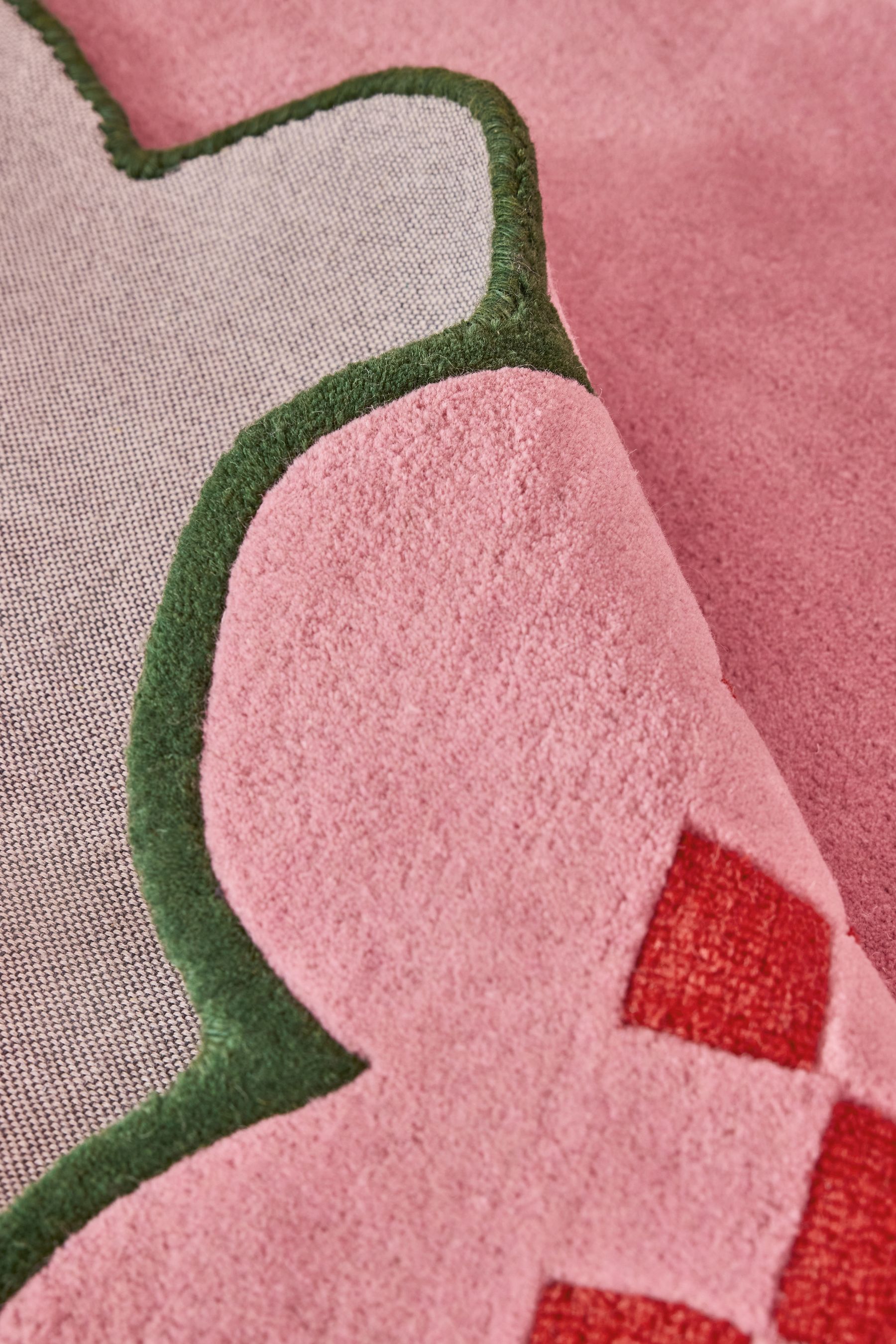 Buy Eleanor Bowmer Pink Checkerboard Scalloped Edge Wool Rug from the ...