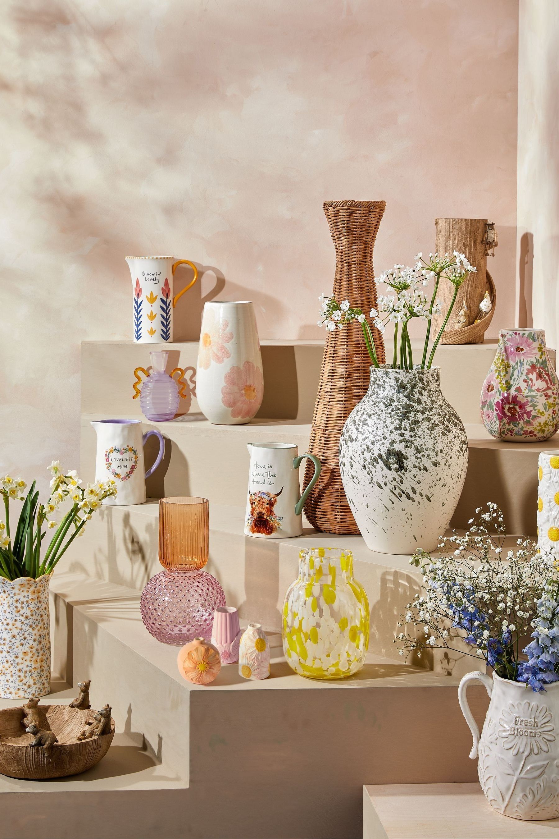 Buy Set of 3 Pink Ceramic Flower Bud Vases from Next Saudi Arabia