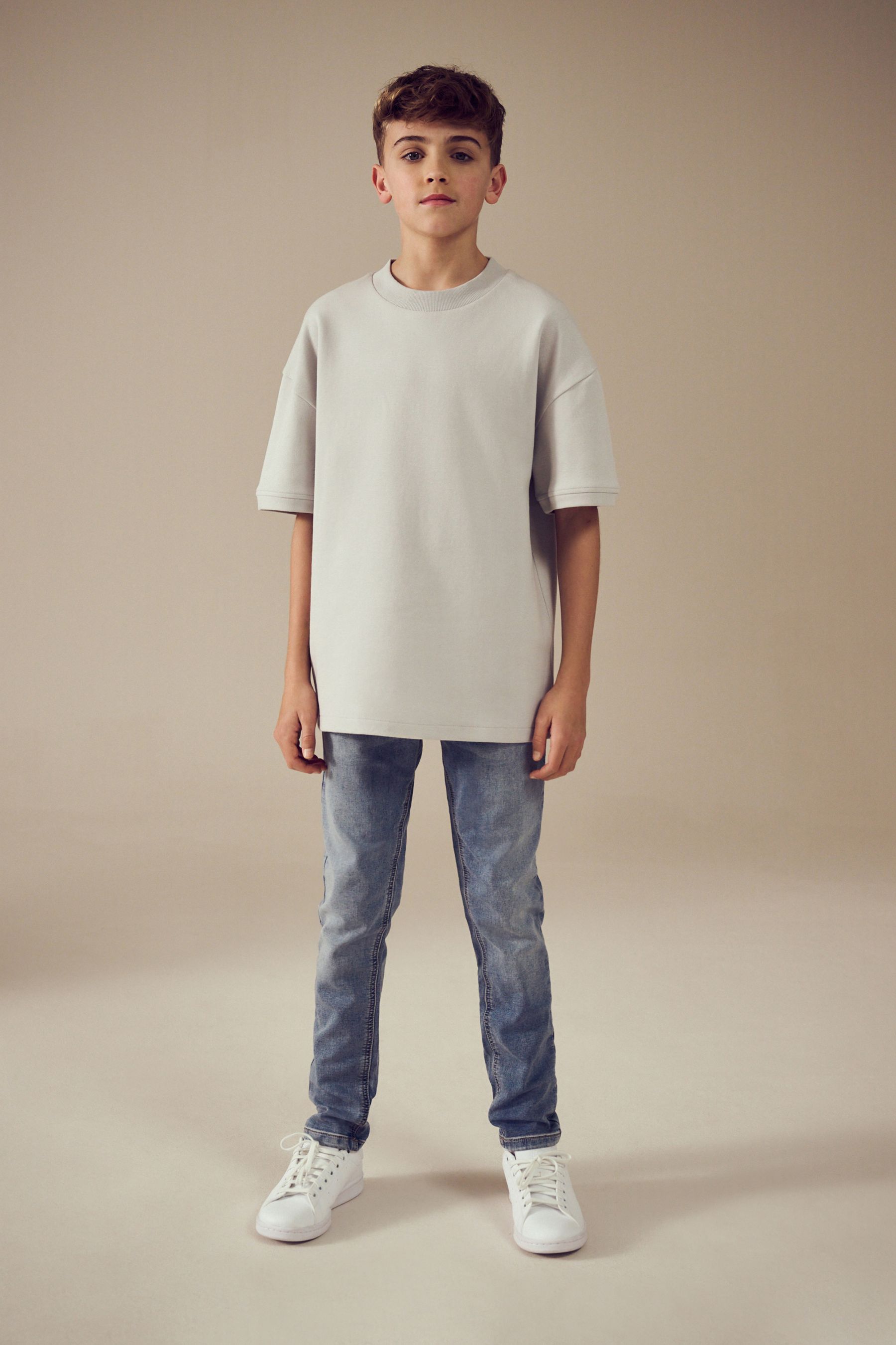 Buy Light Blue Skinny Fit Stretch Elasticated Waist Jeans (3-16yrs ...