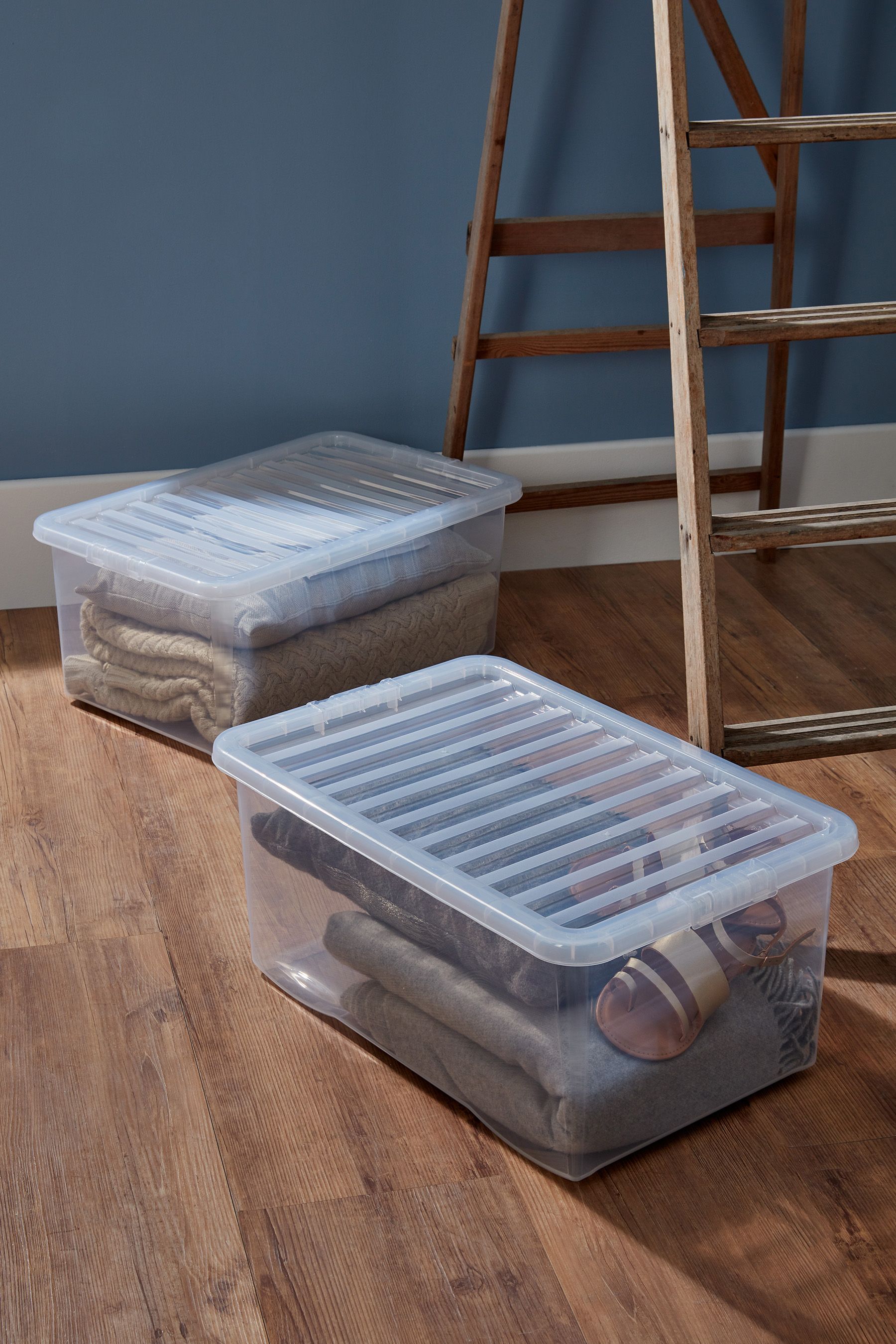 Buy Wham Set of 2 Clear Crystal 45L Plastic Storage Box & Lid from the ...