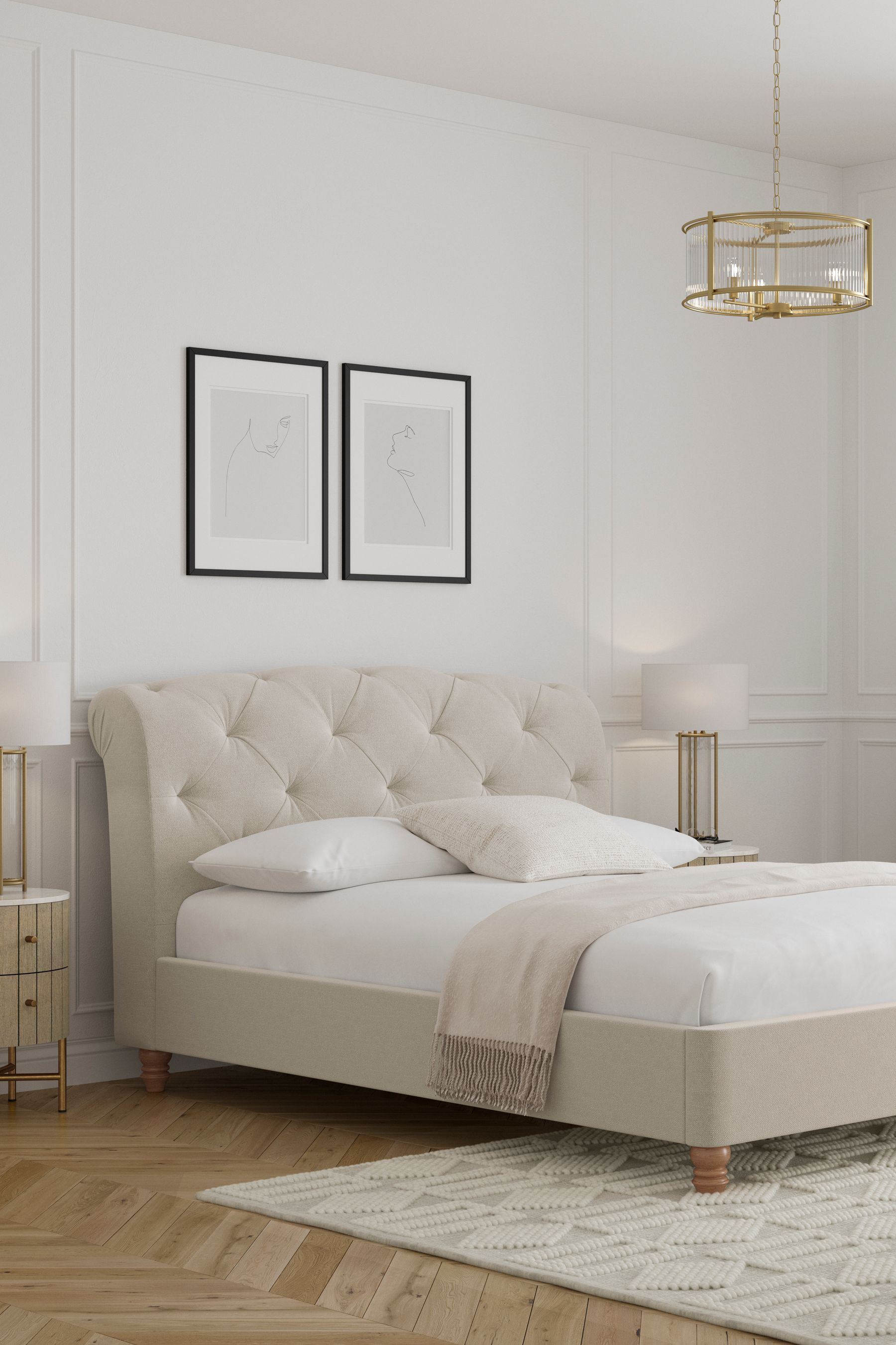 Buy Soft Texture Light Natural Hartford Upholstered Bed Frame from the ...