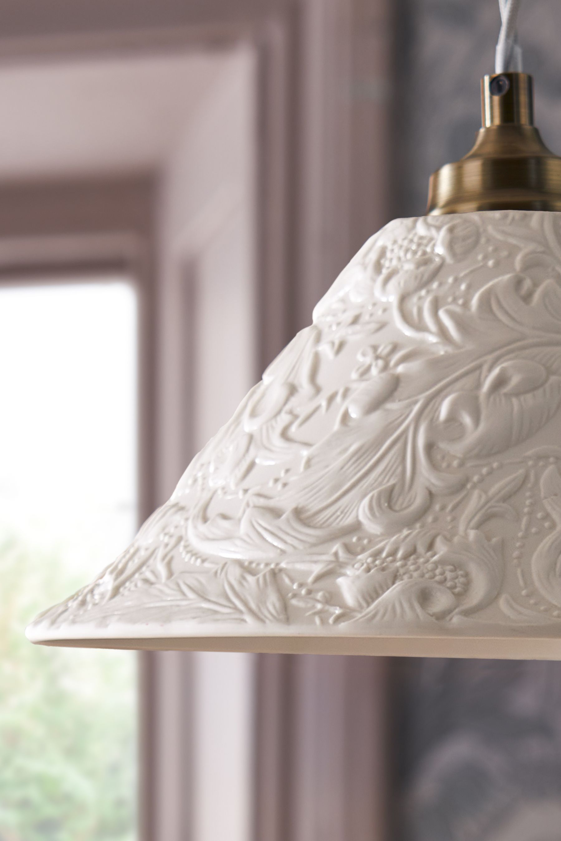 Buy Morris & Co Cream Bachelors Button Ceramic Ceiling Pendant from the ...