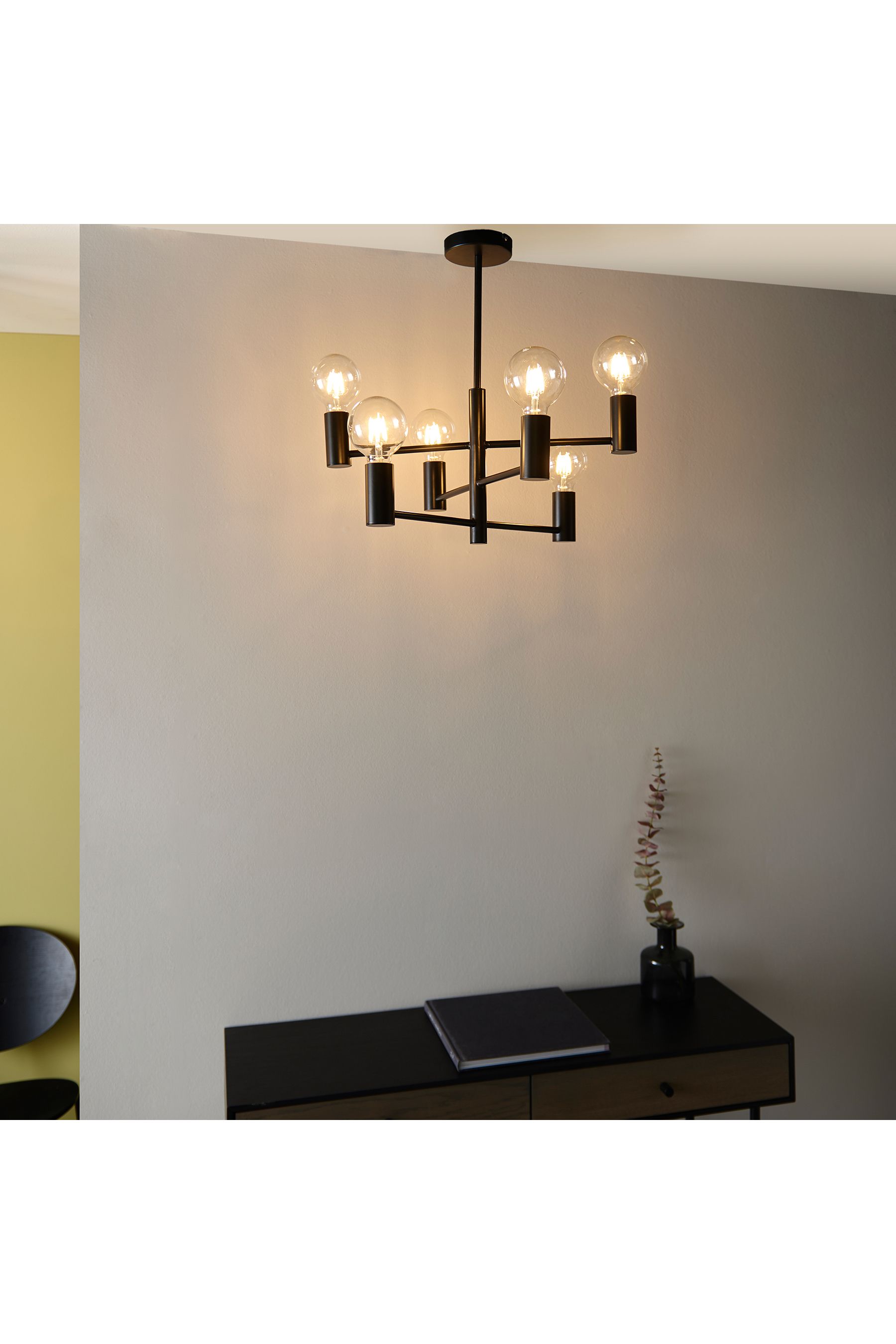 Buy Gallery Home Black Industrial 6 Bulb Satin Ceiling Light from the ...