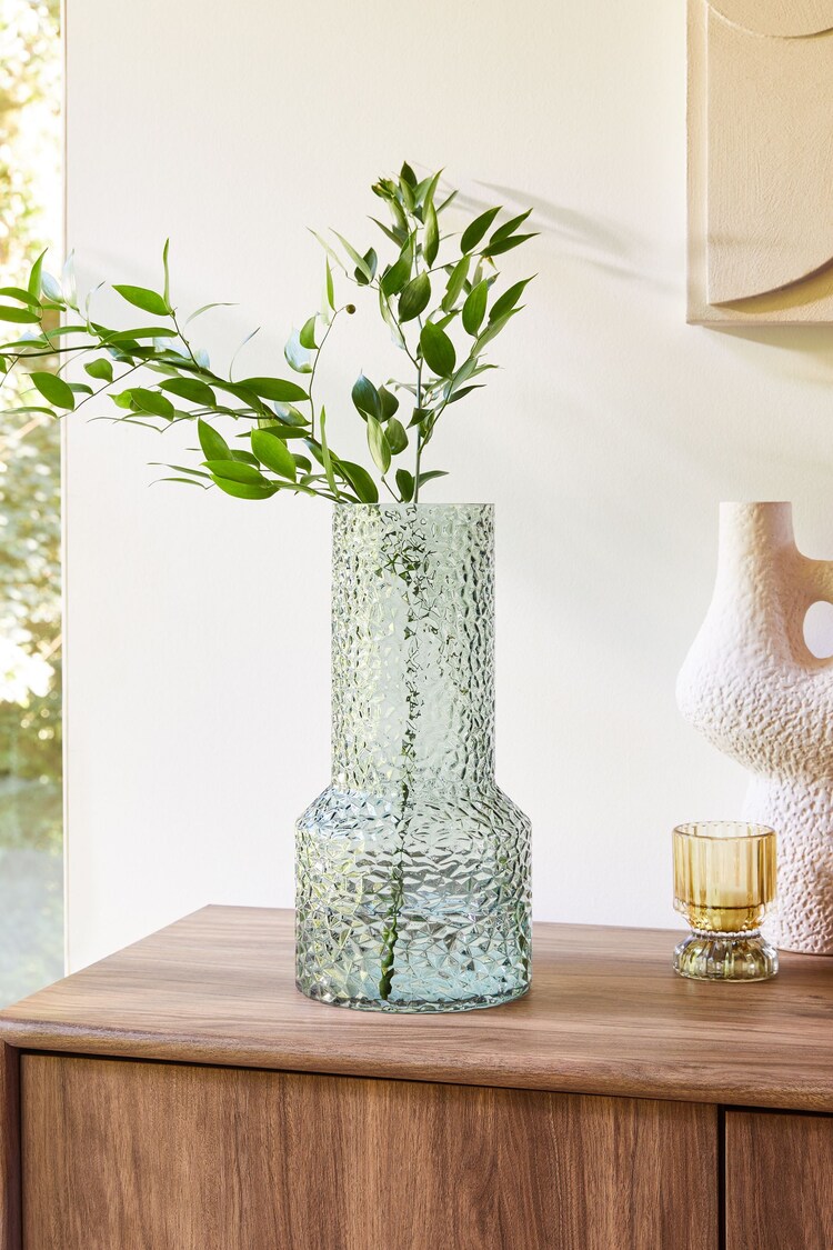 Buy Green Textured Glass Medium Vase from the Next UK online shop