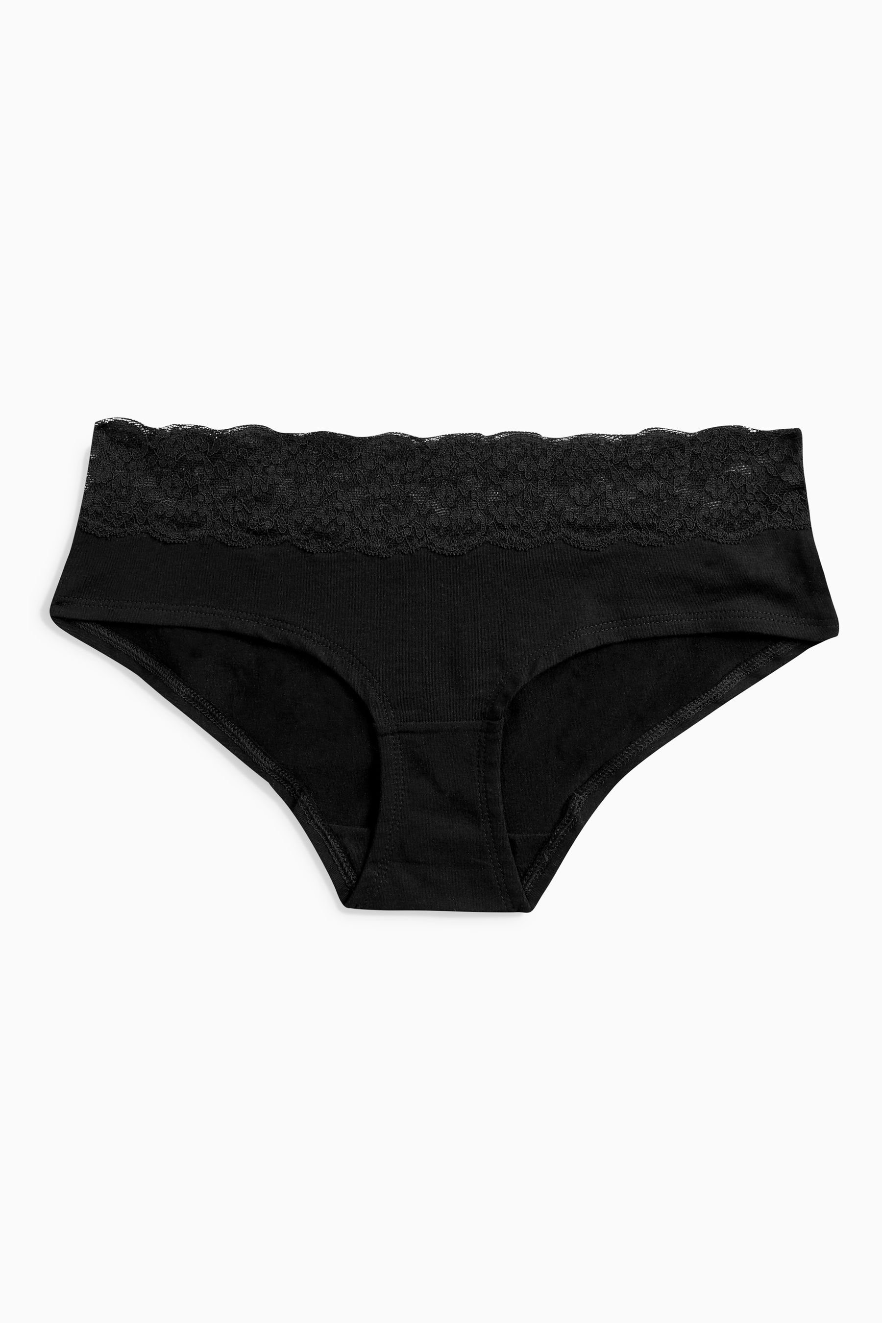 Buy Black Short Cotton and Lace Knickers 4 Pack from the Next UK online ...