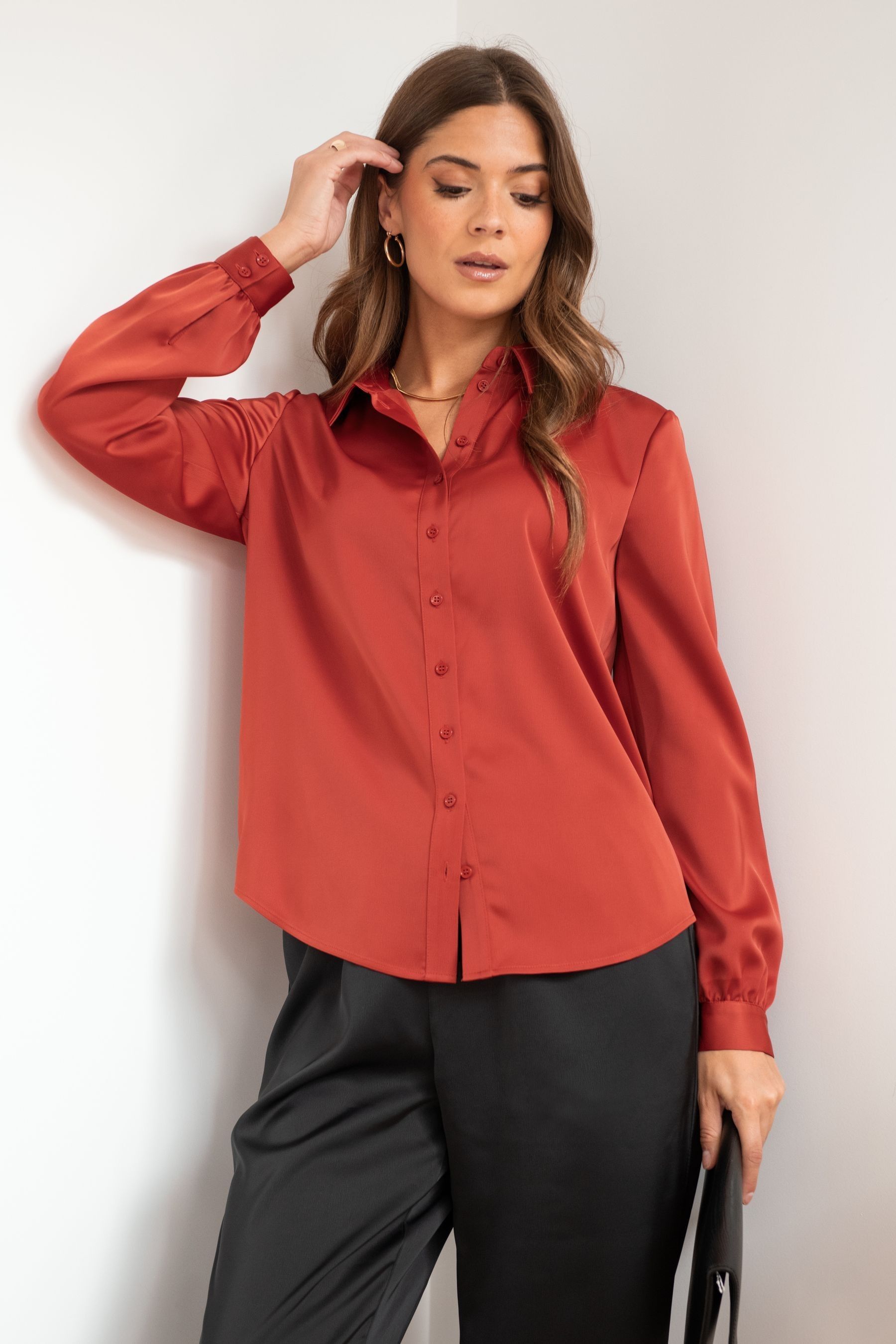 Buy Pour Moi Orange Millie Fuller Bust Satin Woven Shirt from the Next ...