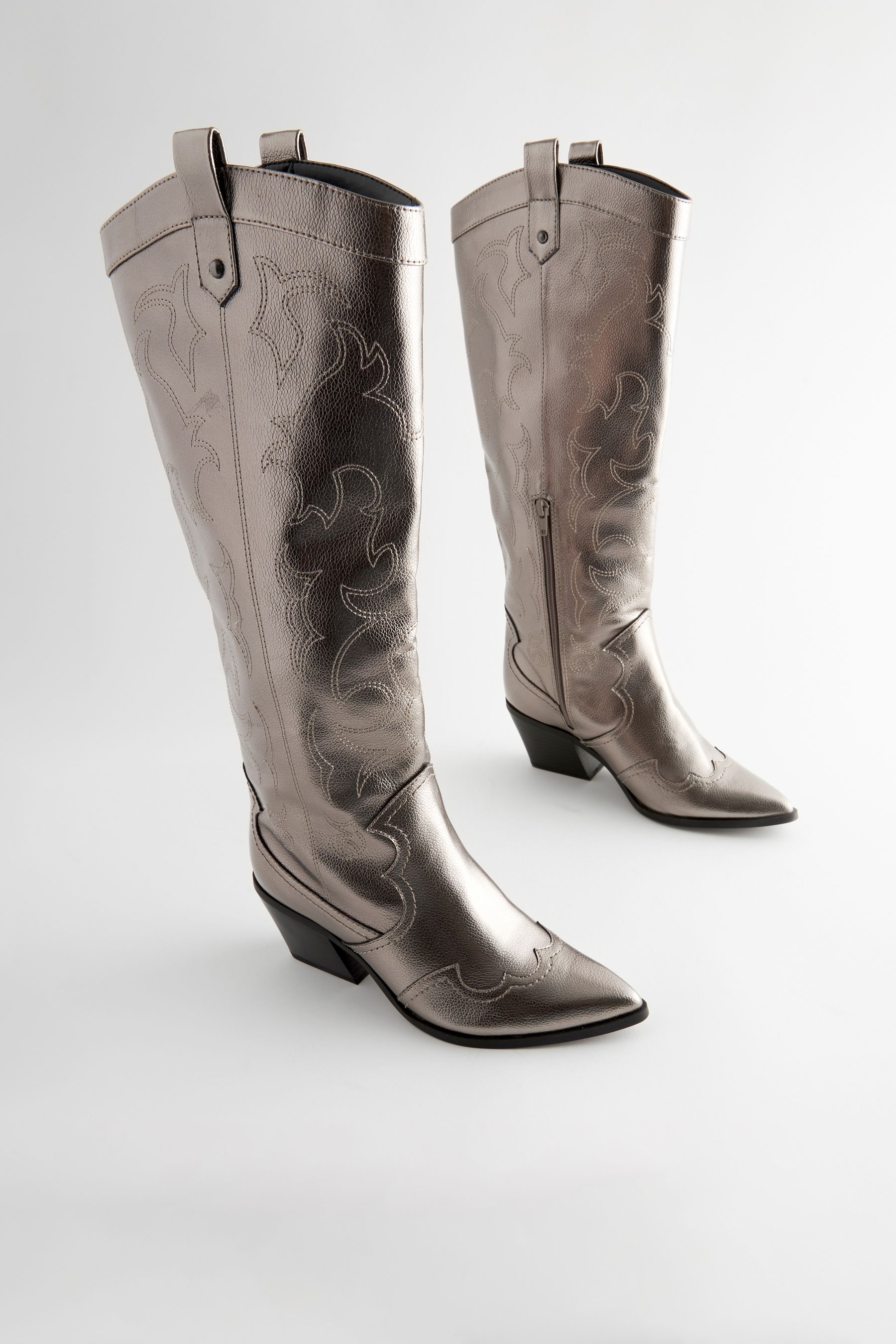 Buy Pewter Forever Comfort® Stitched Knee High Western / Cowboy Boots ...